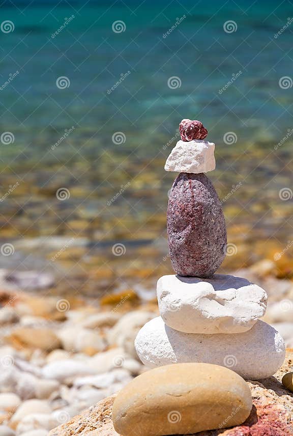 Stack of Colored Stones at the Beach Stock Image - Image of outdoor ...