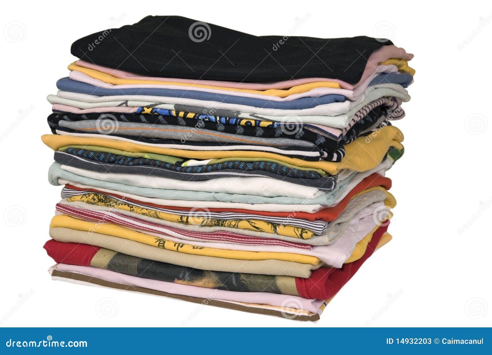 Stack of colored t-shirts stock image. Image of fashion - 14932203