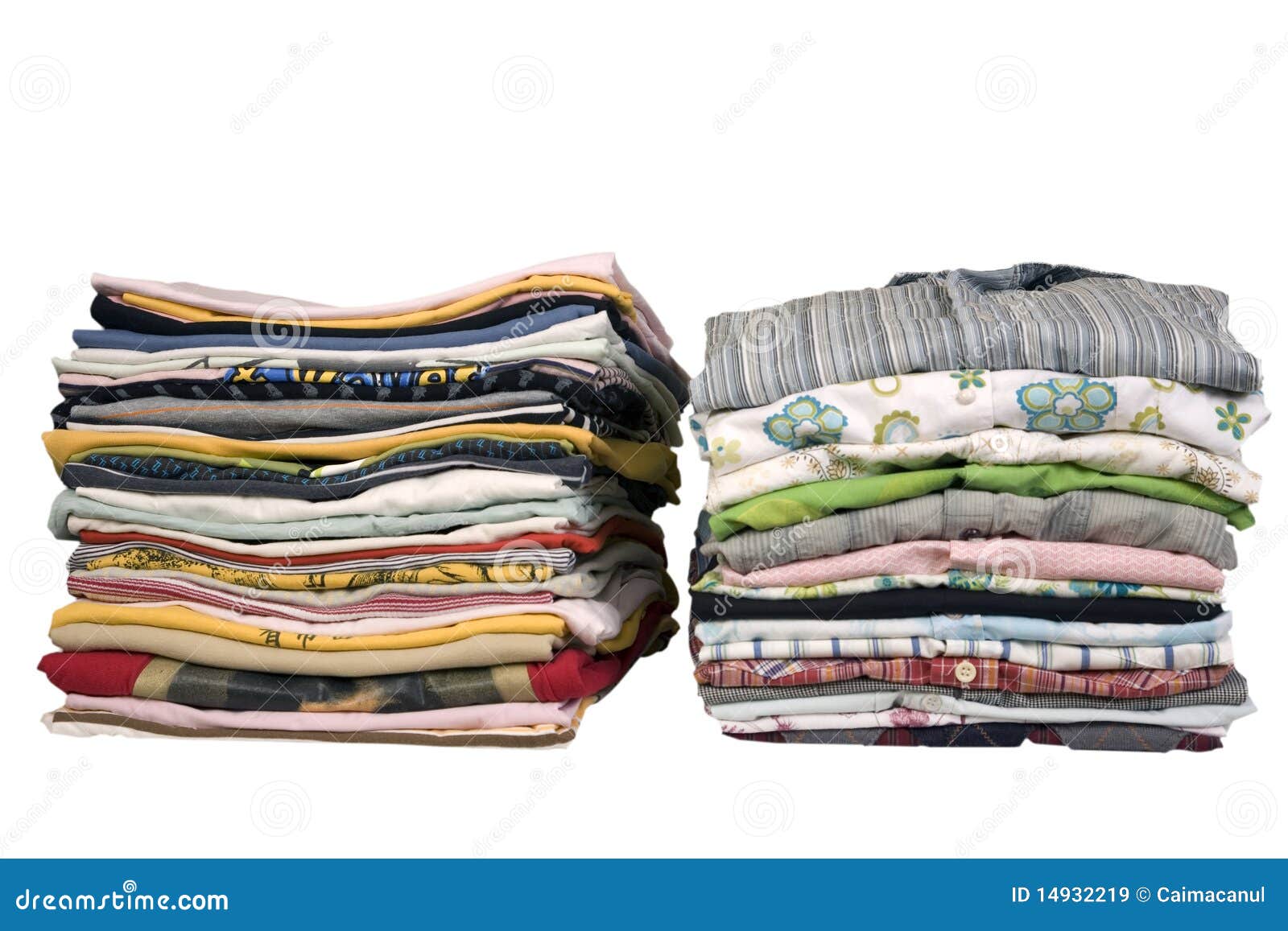 Stack of Colored T-shirts and Shirt Stock Image - Image of fabric ...