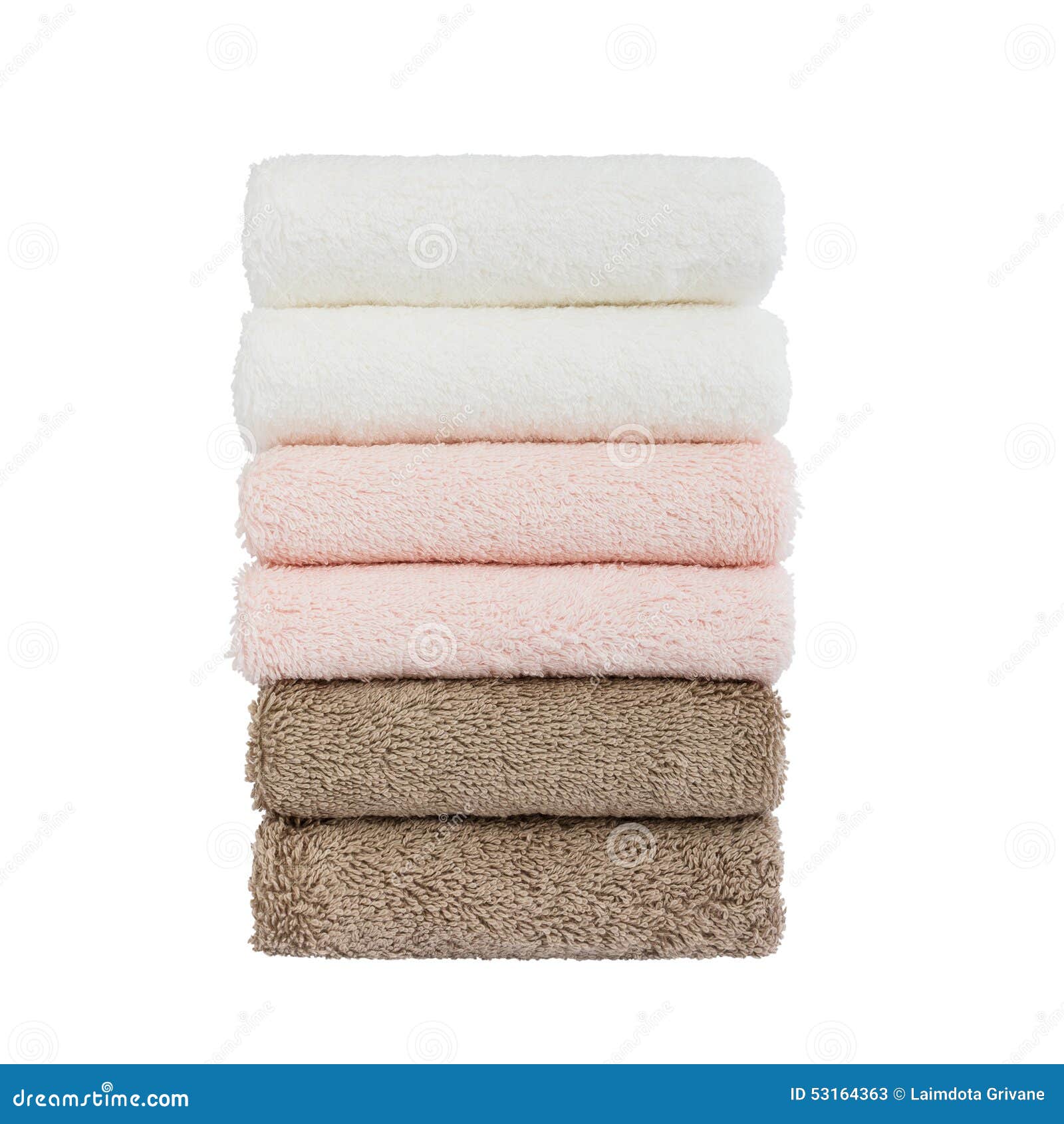 Stack of Colorful Bath Towels. Isolated Over White Stock Image - Image ...