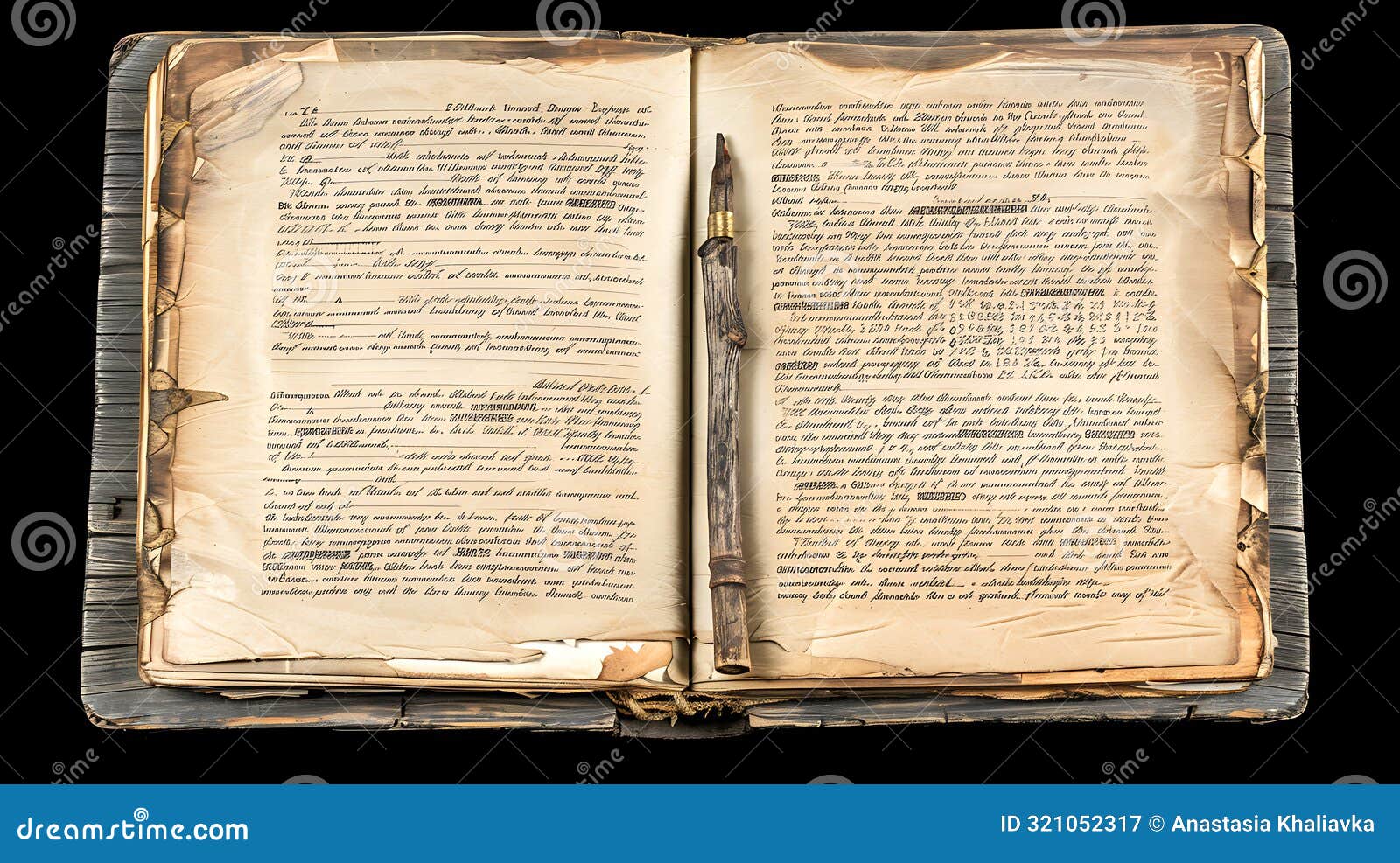 An Unfolded Old Book and an Ink Pen on it. Open Book, Stock ...