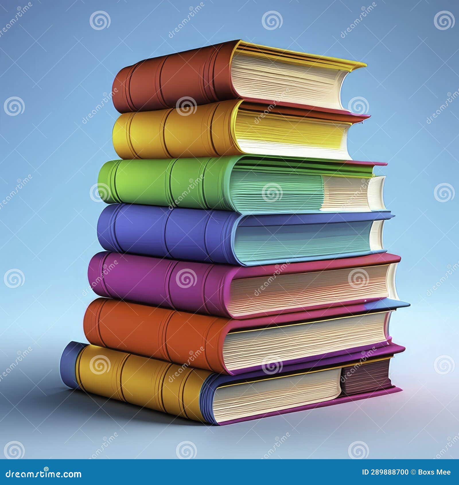 Stack of Colorful Books on Blue Background. 3d Render Illustration ...