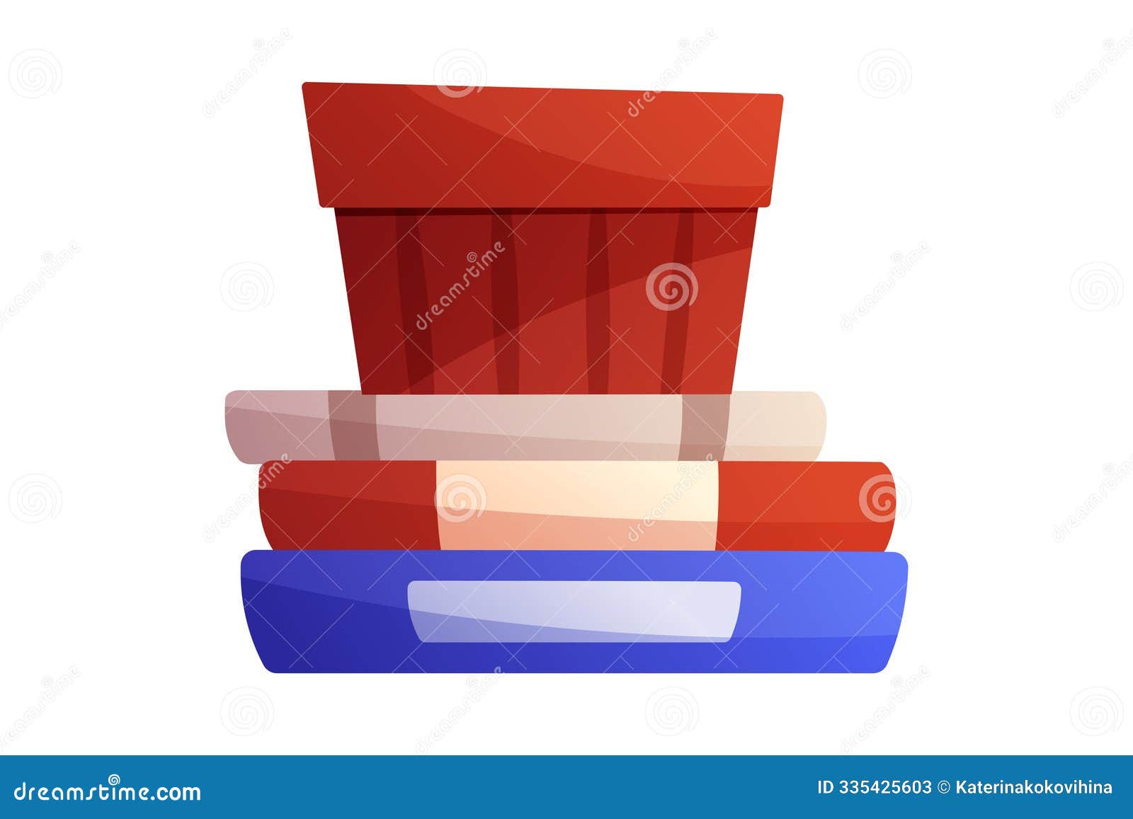 Stack of Colorful Books and Decorative Box. Vector Isolated Cartoon ...