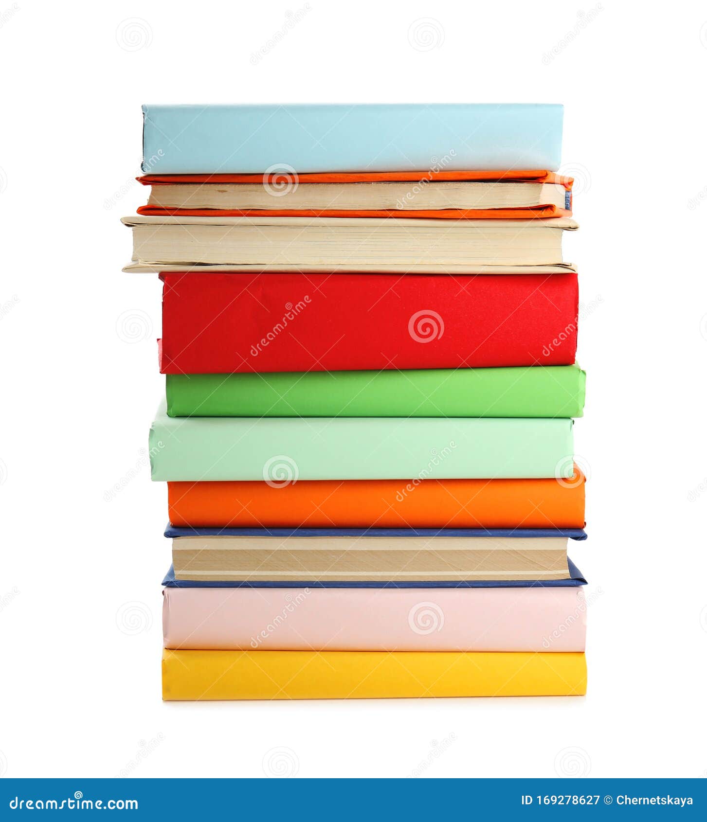 Stack of Colorful Books on White Stock Image - Image of nerd, education ...