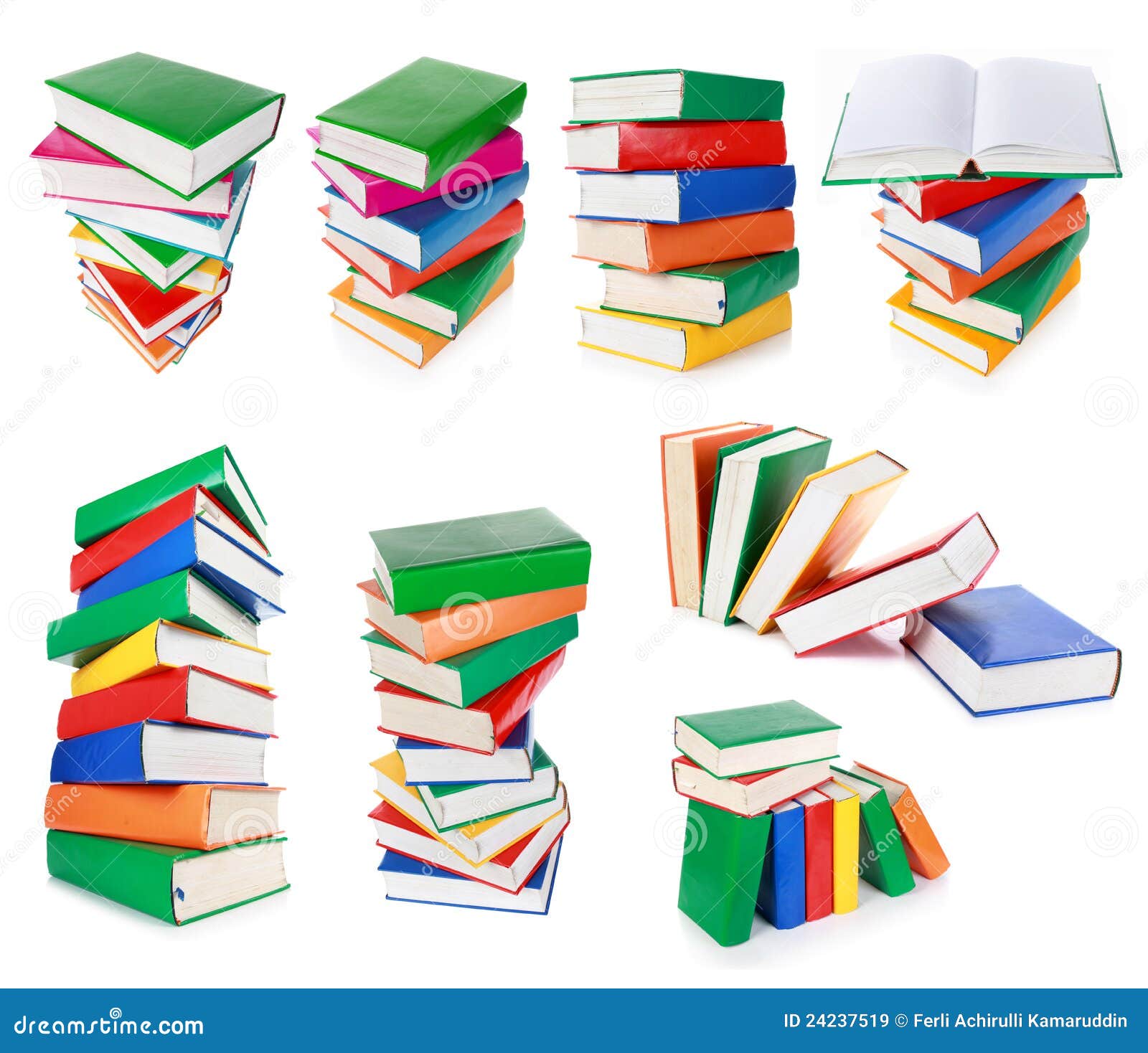 Stack of Colorful Books Isolated on White Stock Image - Image of order ...