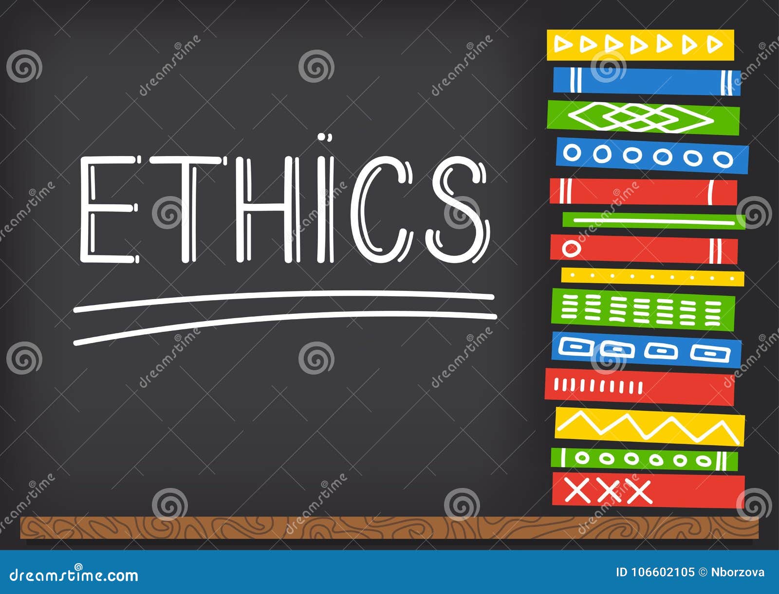Stack of Colorful Books with Lettering Ethics Stock Vector ...