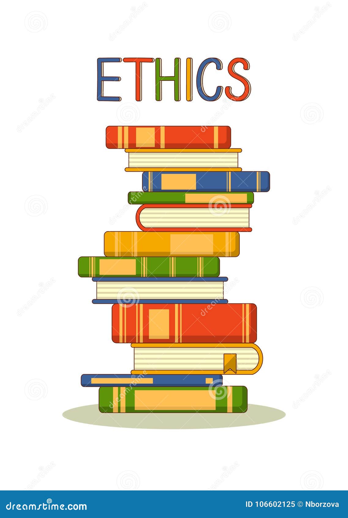 Stack of Colorful Books with Lettering Ethics Stock Vector ...