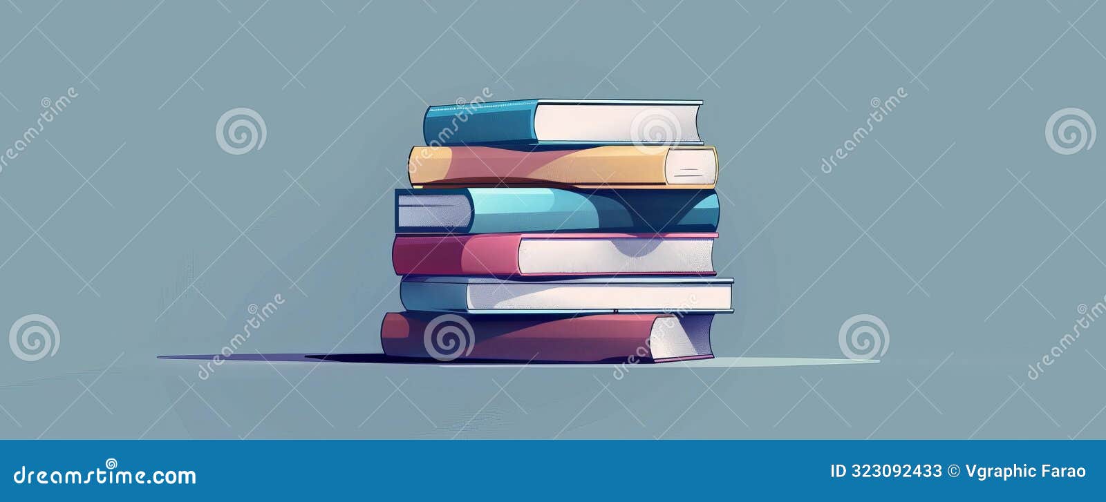 Stack of Colorful Books on a Light Blue Background, Digital ...