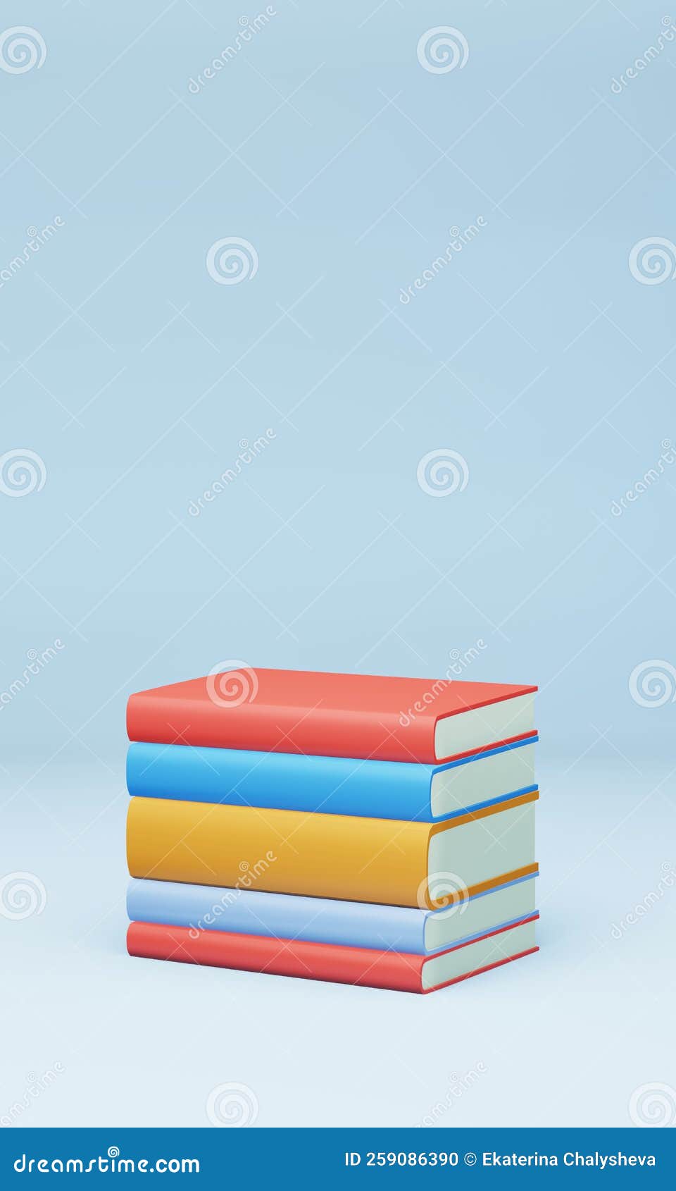 Stack of Colorful Books on Light Blue Background Stock Illustration ...