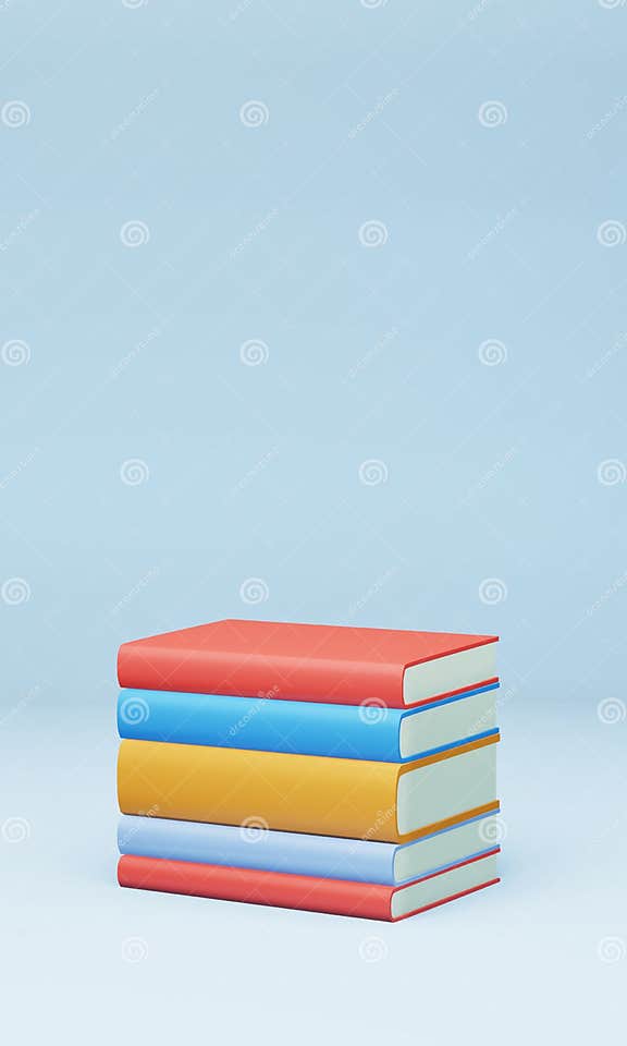 Stack of Colorful Books on Light Blue Background Stock Illustration ...