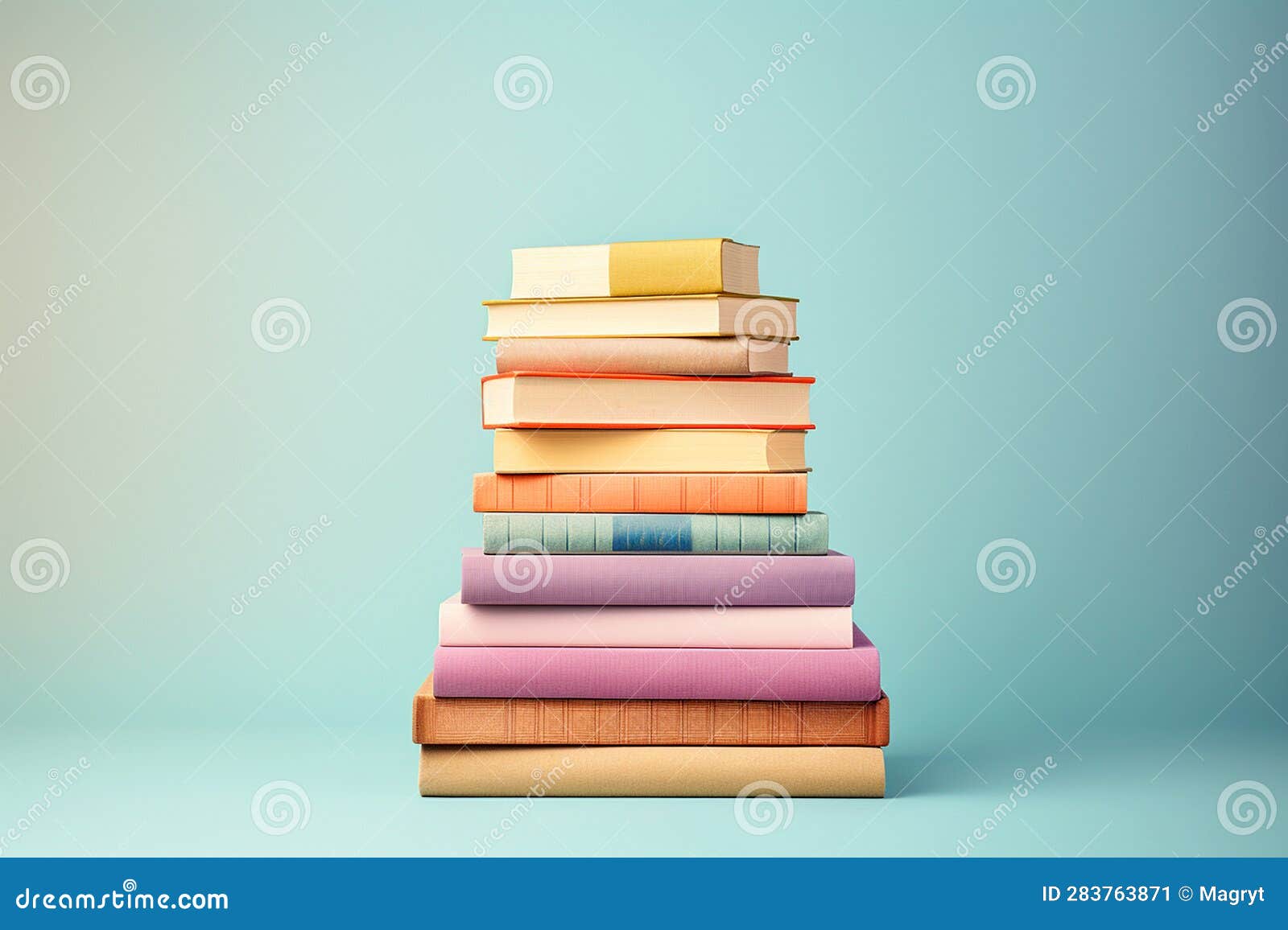 Stack of Colorful Books on Pastel Background with Copyspace for Text ...
