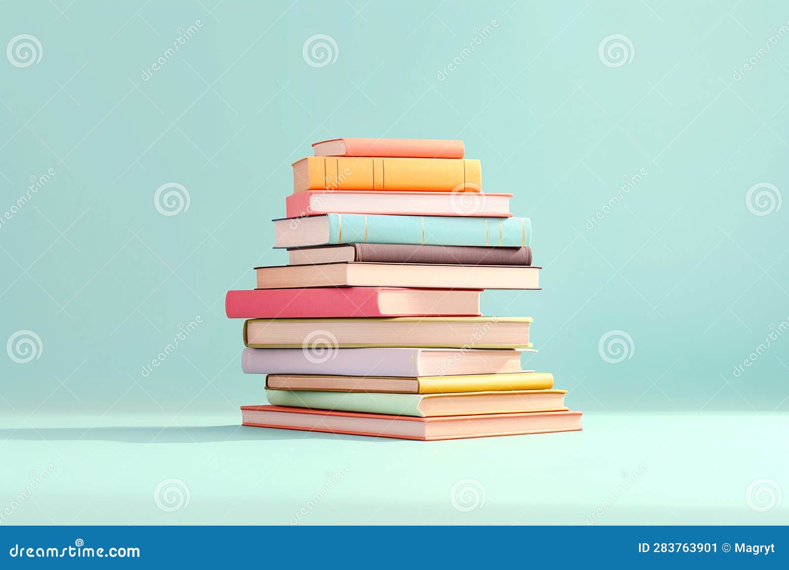 Stack of Colorful Books on Pastel Background with Copyspace for Text ...