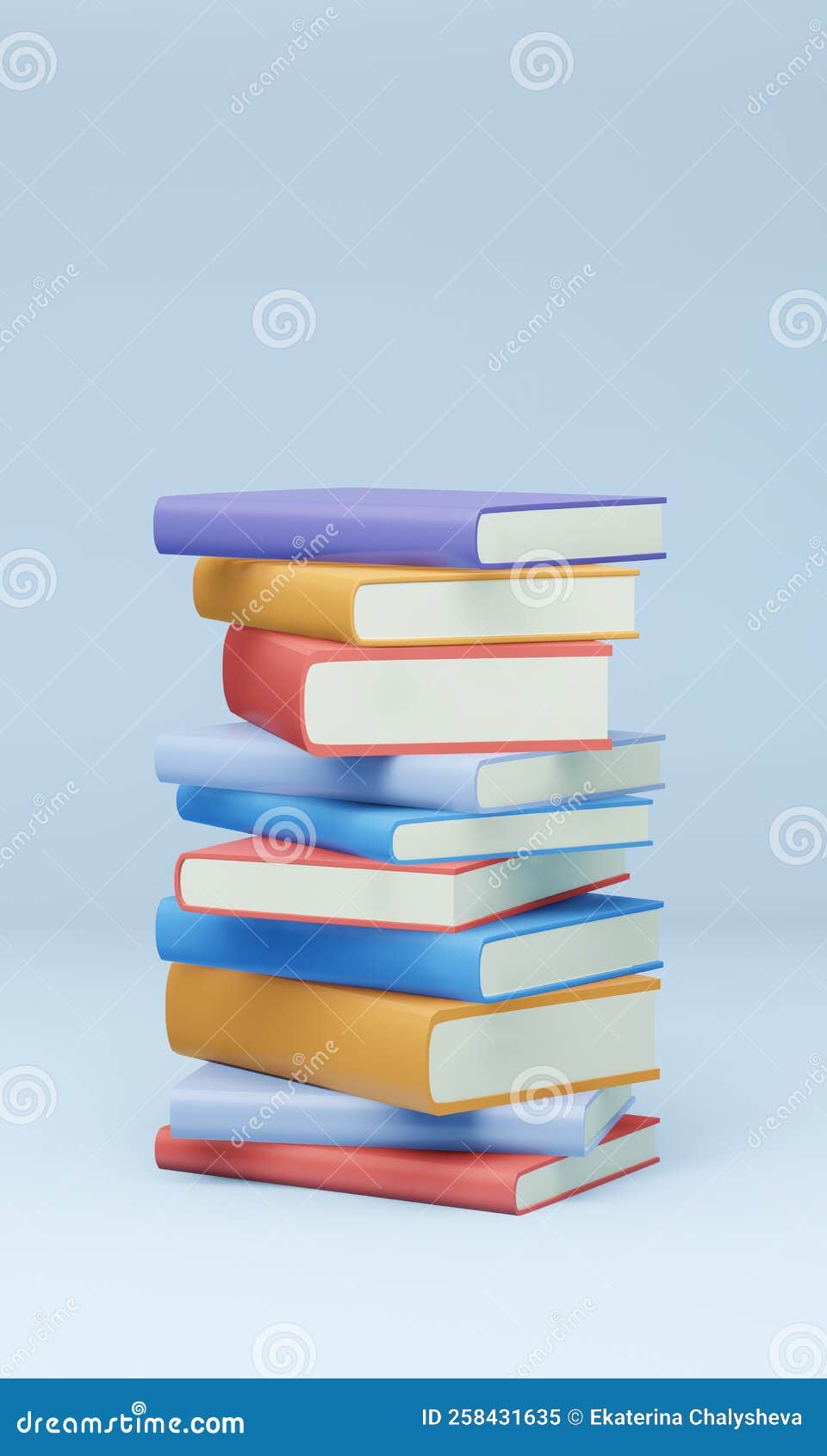 Stack of Colorful Books on Purple Background Stock Illustration ...