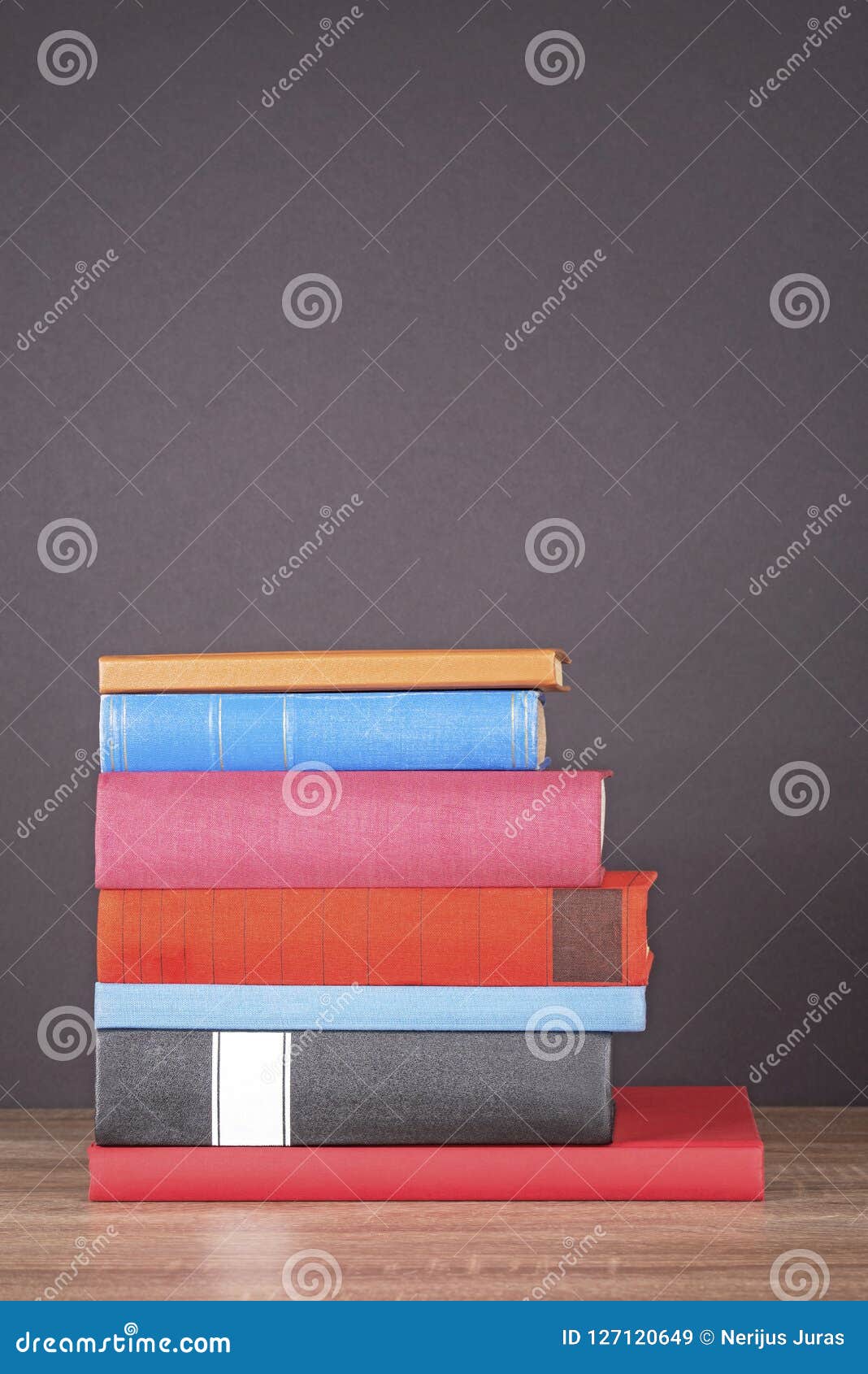 Stack of Colorful Books on the Shelf. Stock Image - Image of design ...