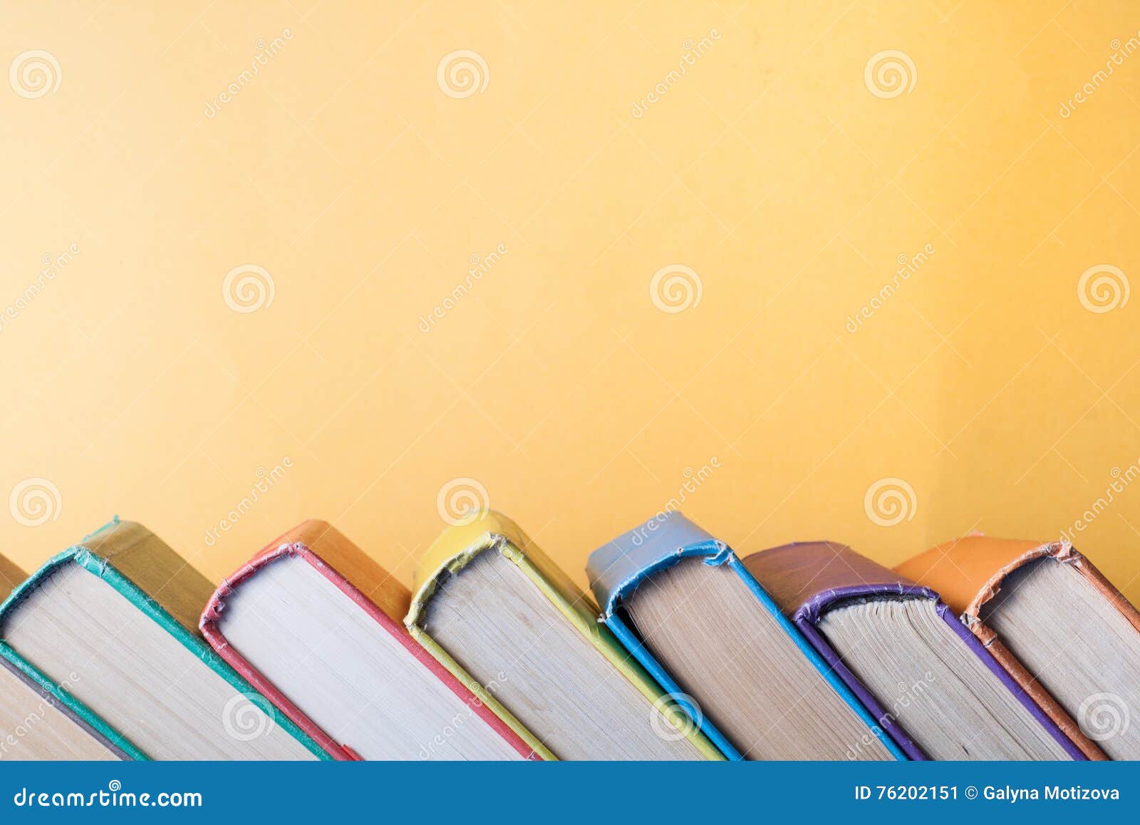 Stack of Colorful Books on Table. Education Background. Back To School ...