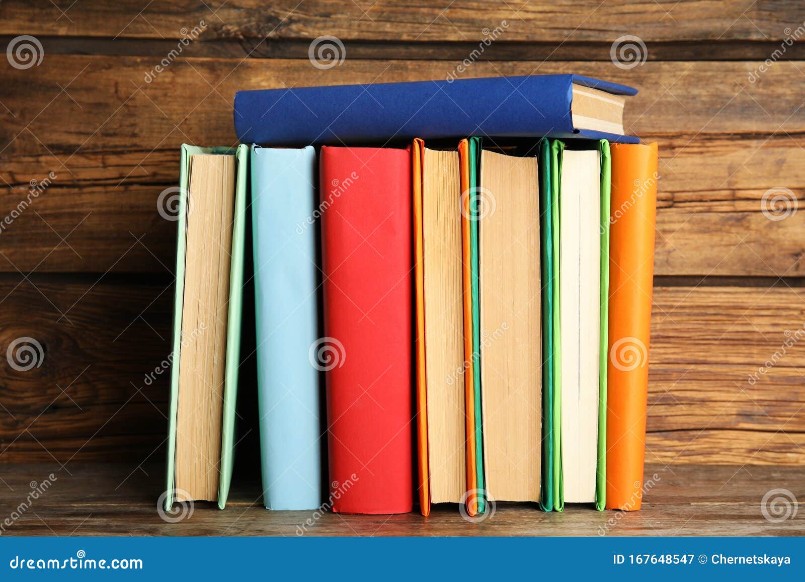 Stack of Colorful Books on Table Stock Image - Image of manual, read ...