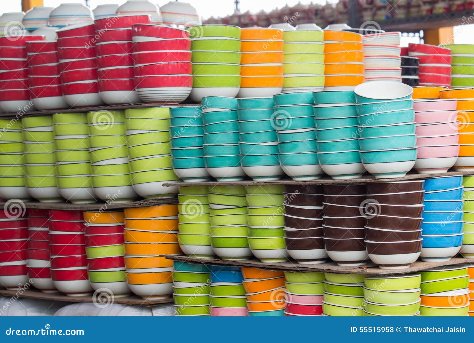 Stack colorful bowls. stock photo. Image of object, color - 55515958