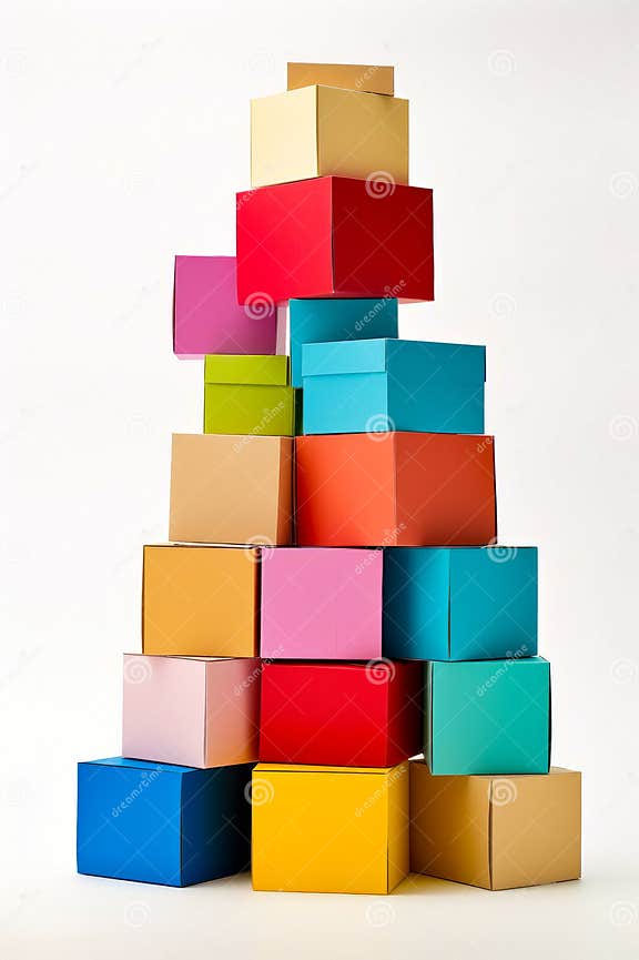 Stack of Colorful Boxes Sitting on Top of Each Other. Generative AI ...