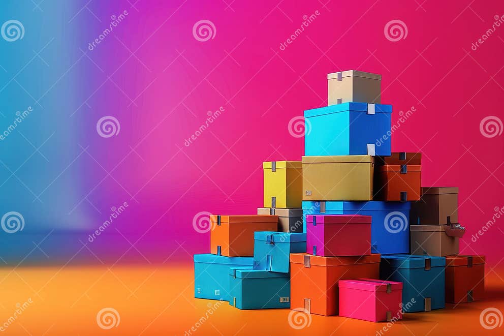 A Stack of Colorful Boxes on a Table with Generative AI Stock Photo ...