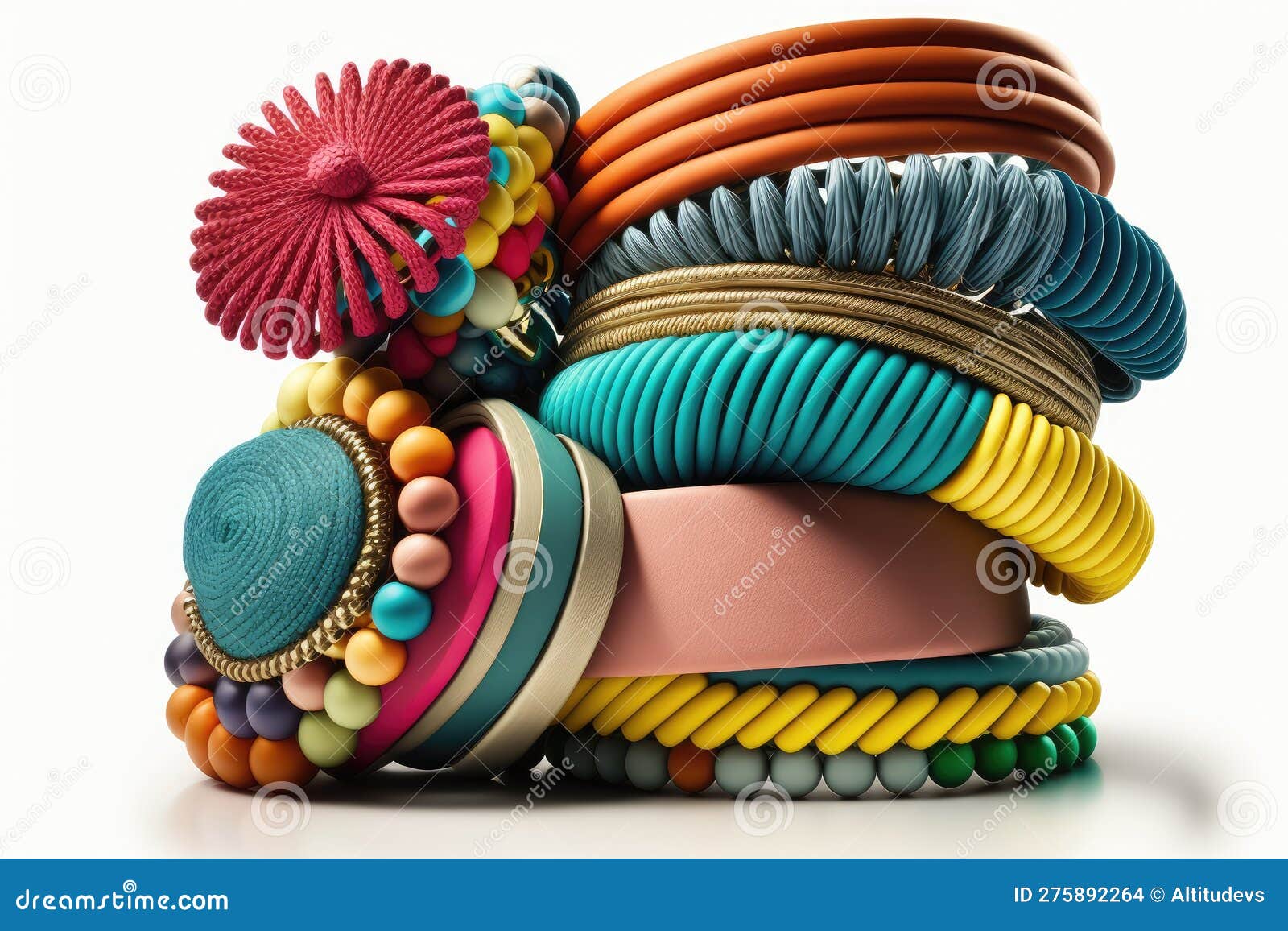 Stack of Colorful Bracelets on White Background Stock Illustration ...
