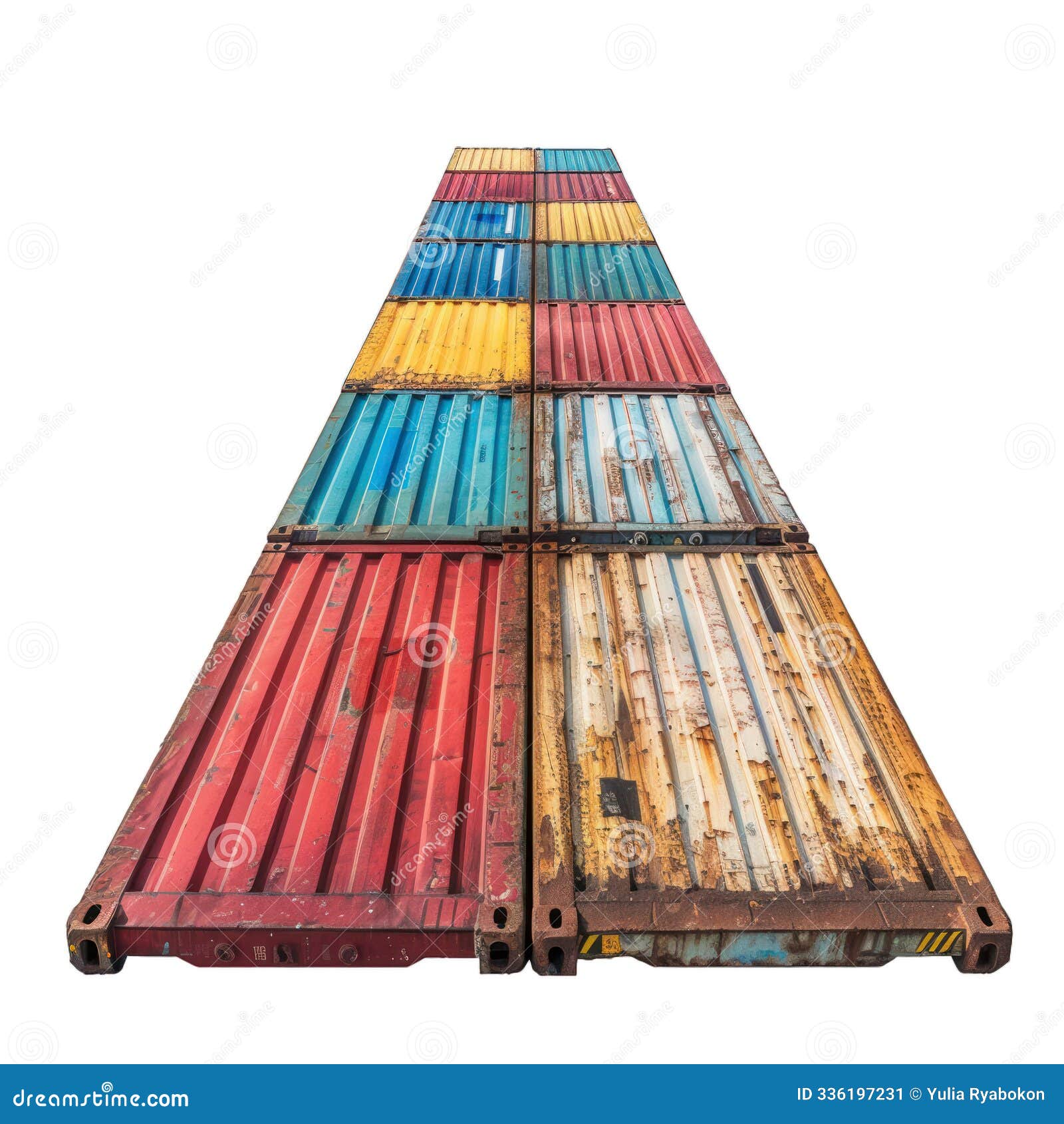 Stack of Colorful Cargo Containers Forming Leading Lines Stock ...