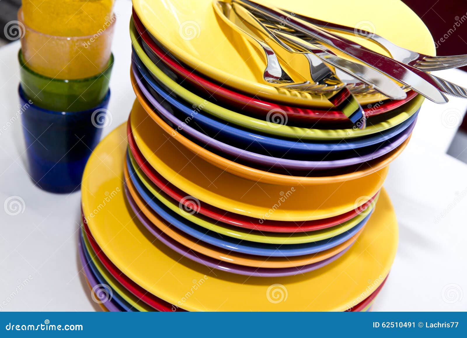 Stack of Colorful Ceramics Plates Stock Image - Image of background ...