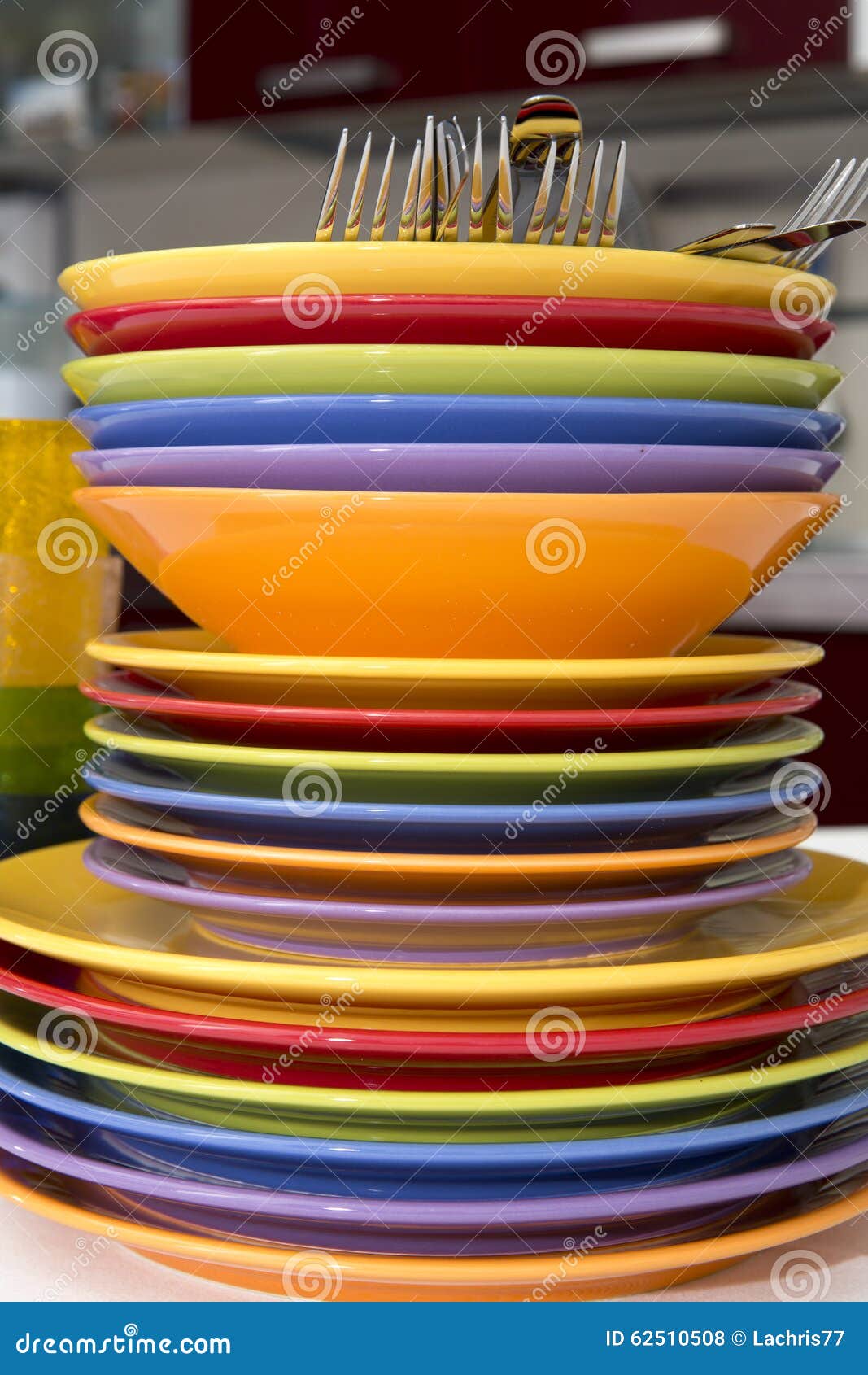 Stack of Colorful Ceramics Plates Stock Photo - Image of pile, domestic ...