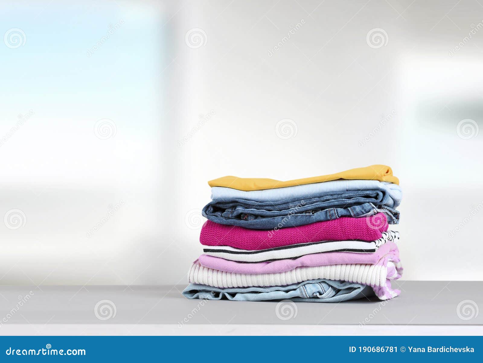 Stack of Colorful Clothing,cotton Folded Clothes Stacked.Apparel on ...