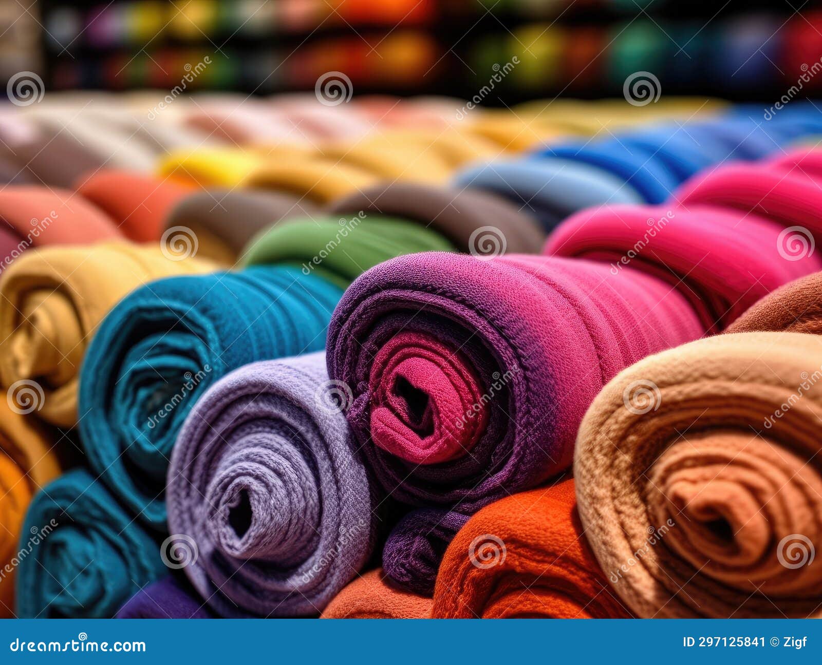 Stack of Colorful Cloths in a Store Stock Illustration - Illustration ...