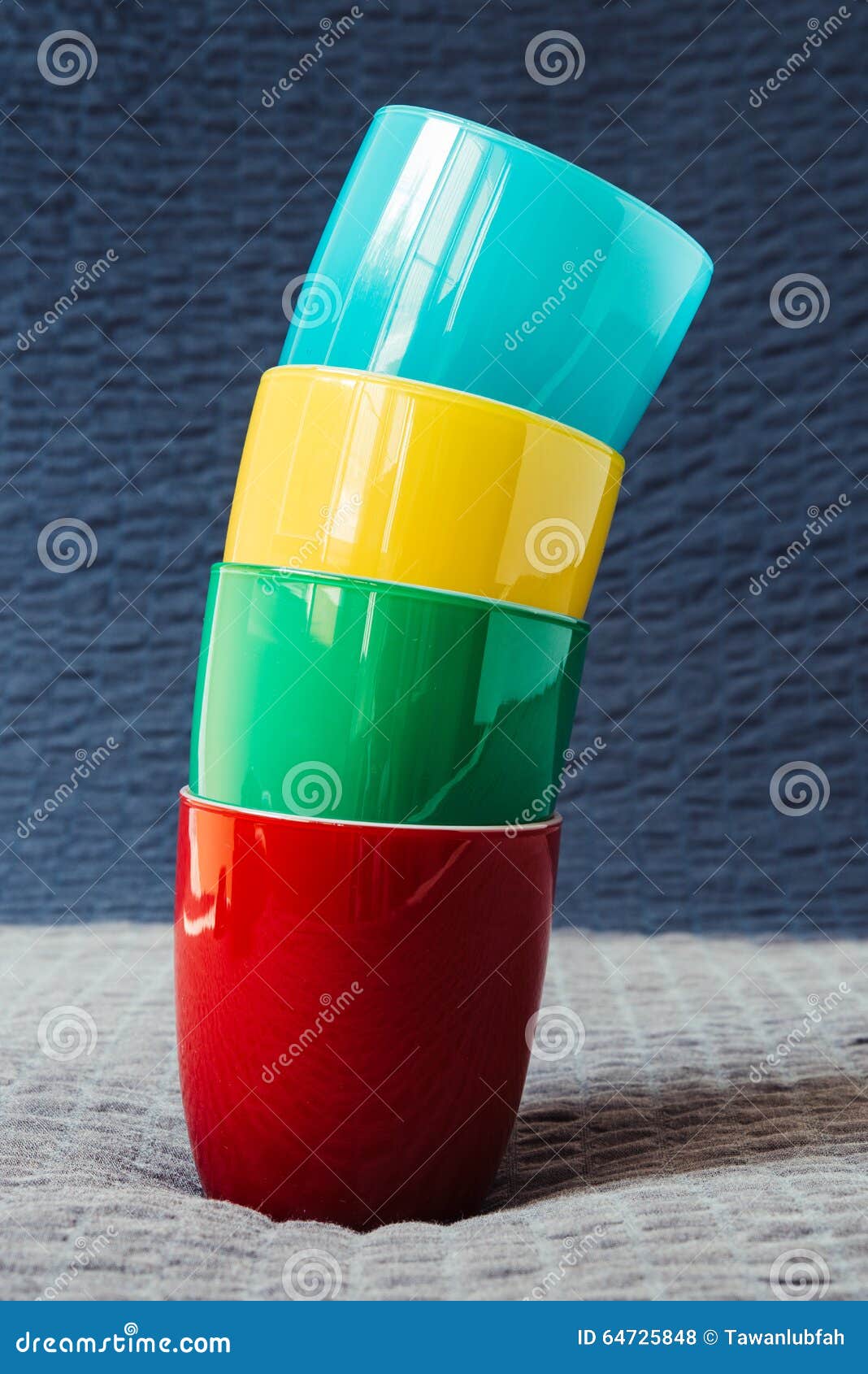 Stack of Colorful Coffee Cups on Grunge Background Stock Photo - Image ...