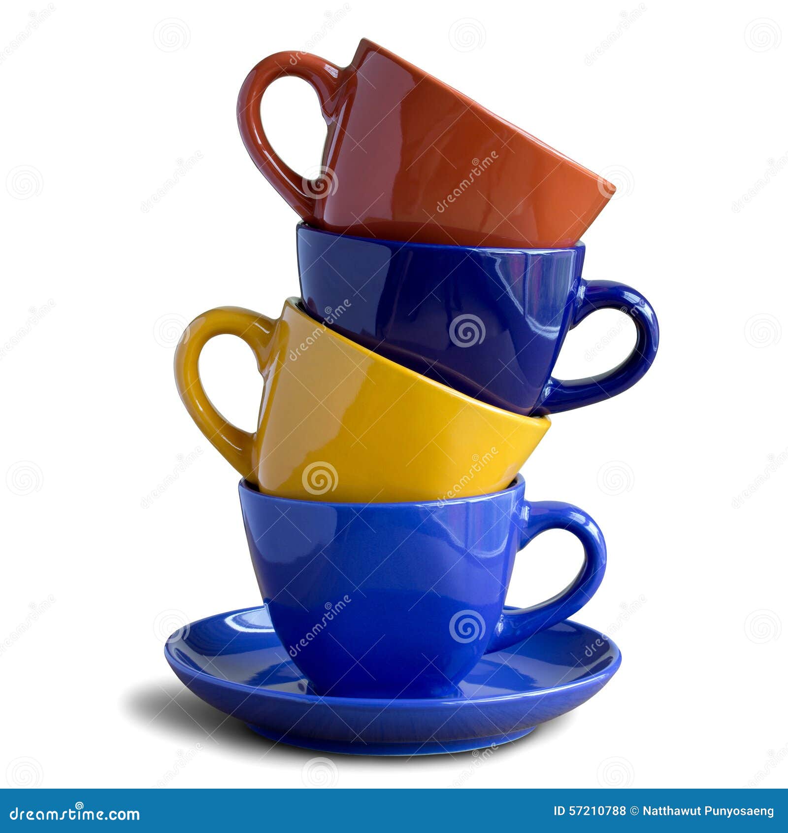 Stack of Colorful Coffee Cups Isolated Stock Photo - Image of heap ...