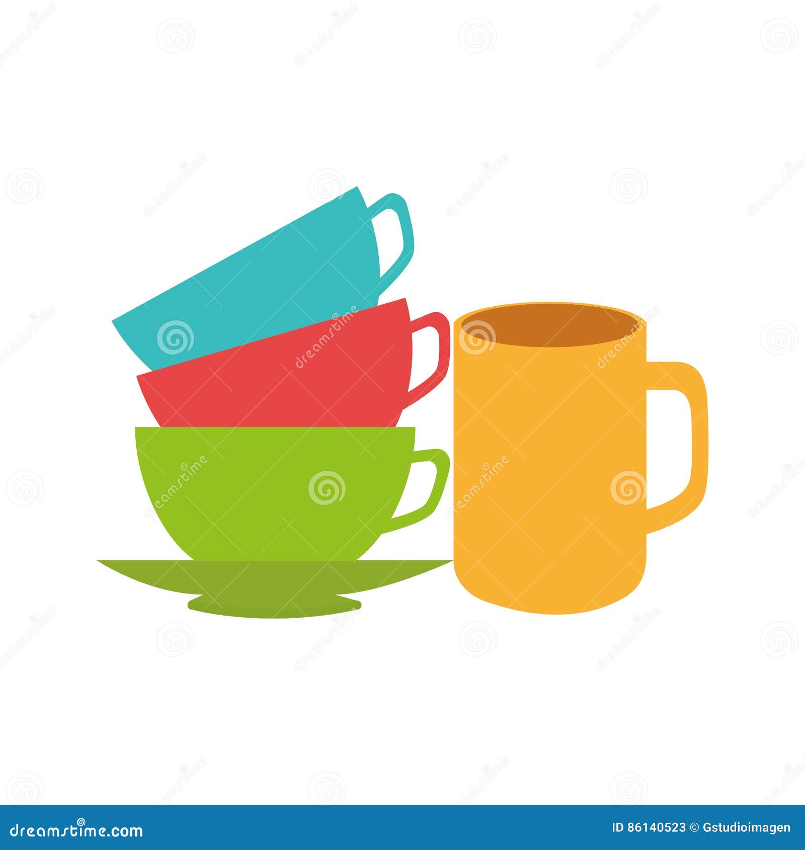 Stack of Colorful Coffee Cups Stock Vector - Illustration of time ... Stack of Colorful Coffee Cups Stock Vector - Illustration of time ...