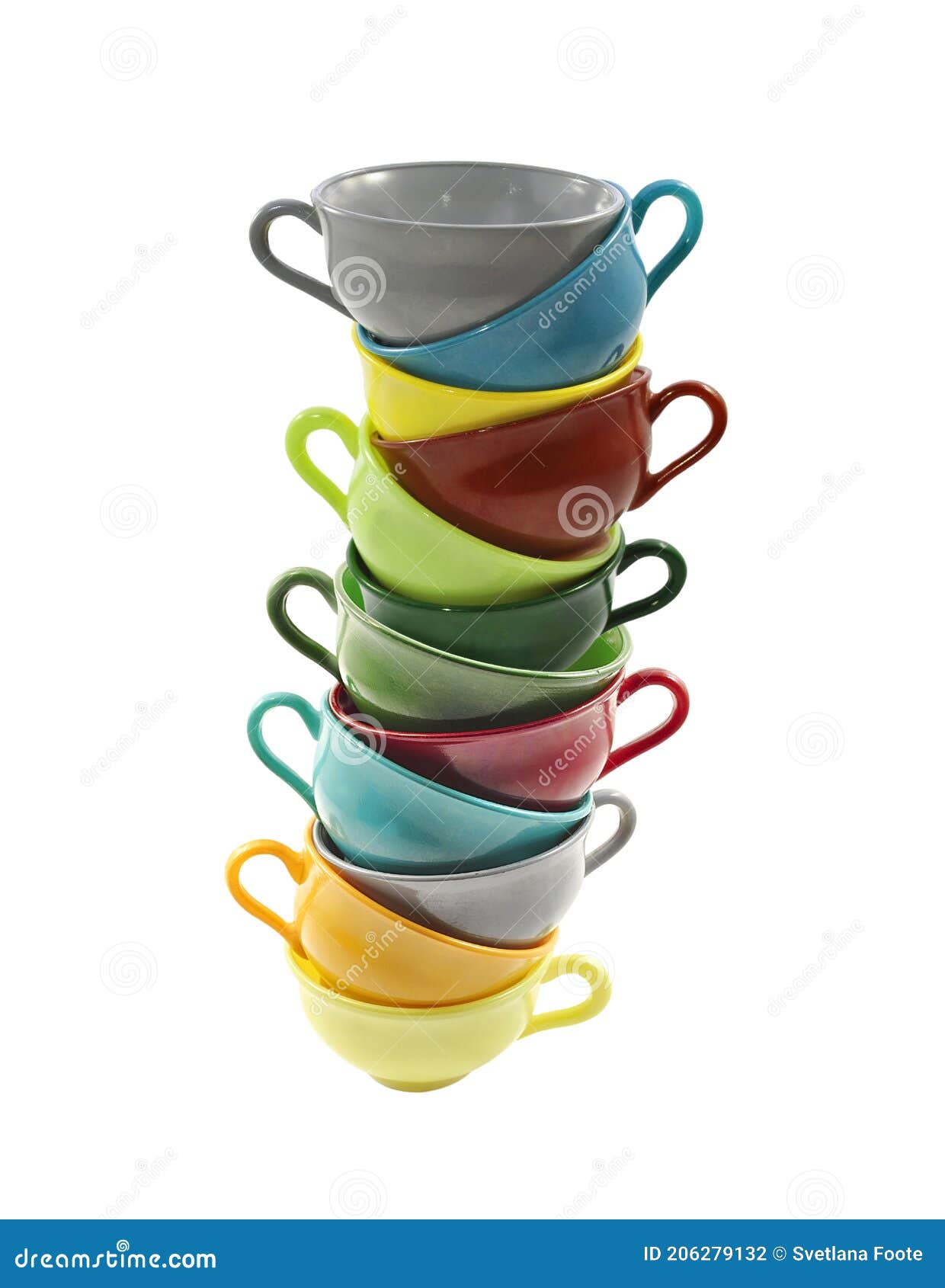 Stack of Colorful Coffee Cups on White Background Stock Photo - Image ...