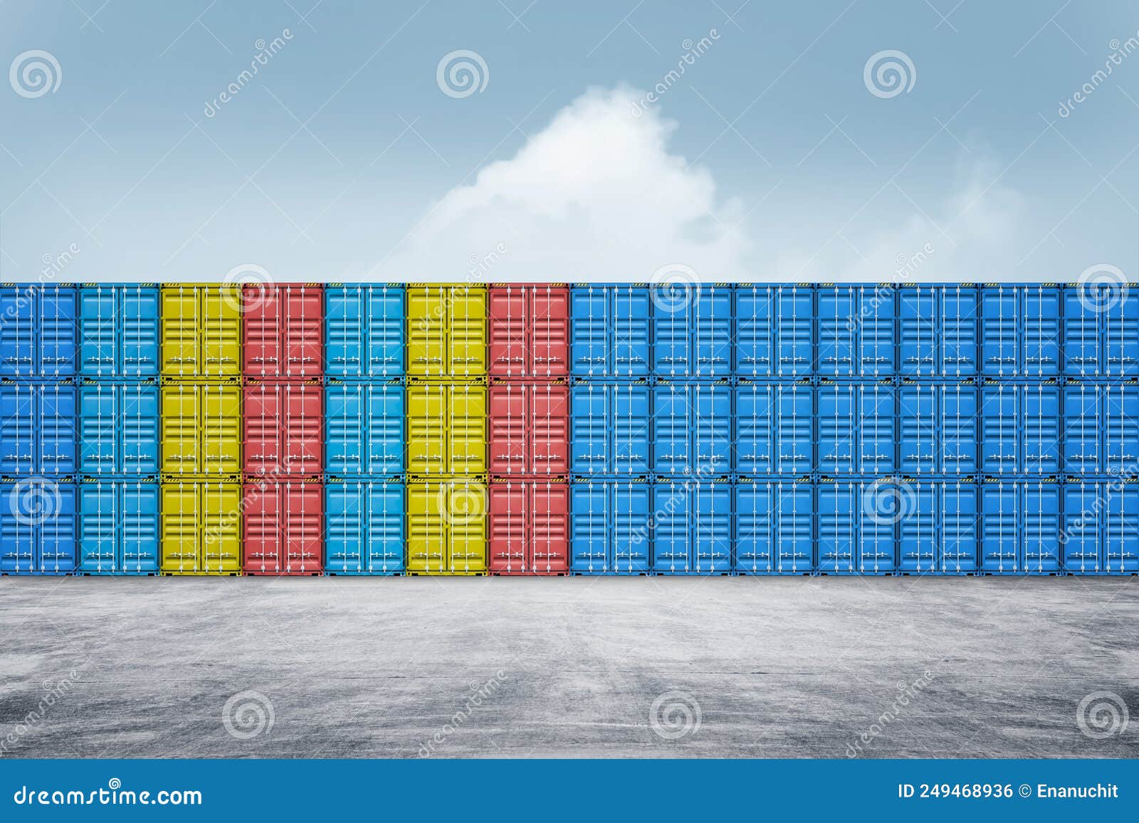 Stack of Colorful Containers Box Cargo in Port Shipping Yard Background ...