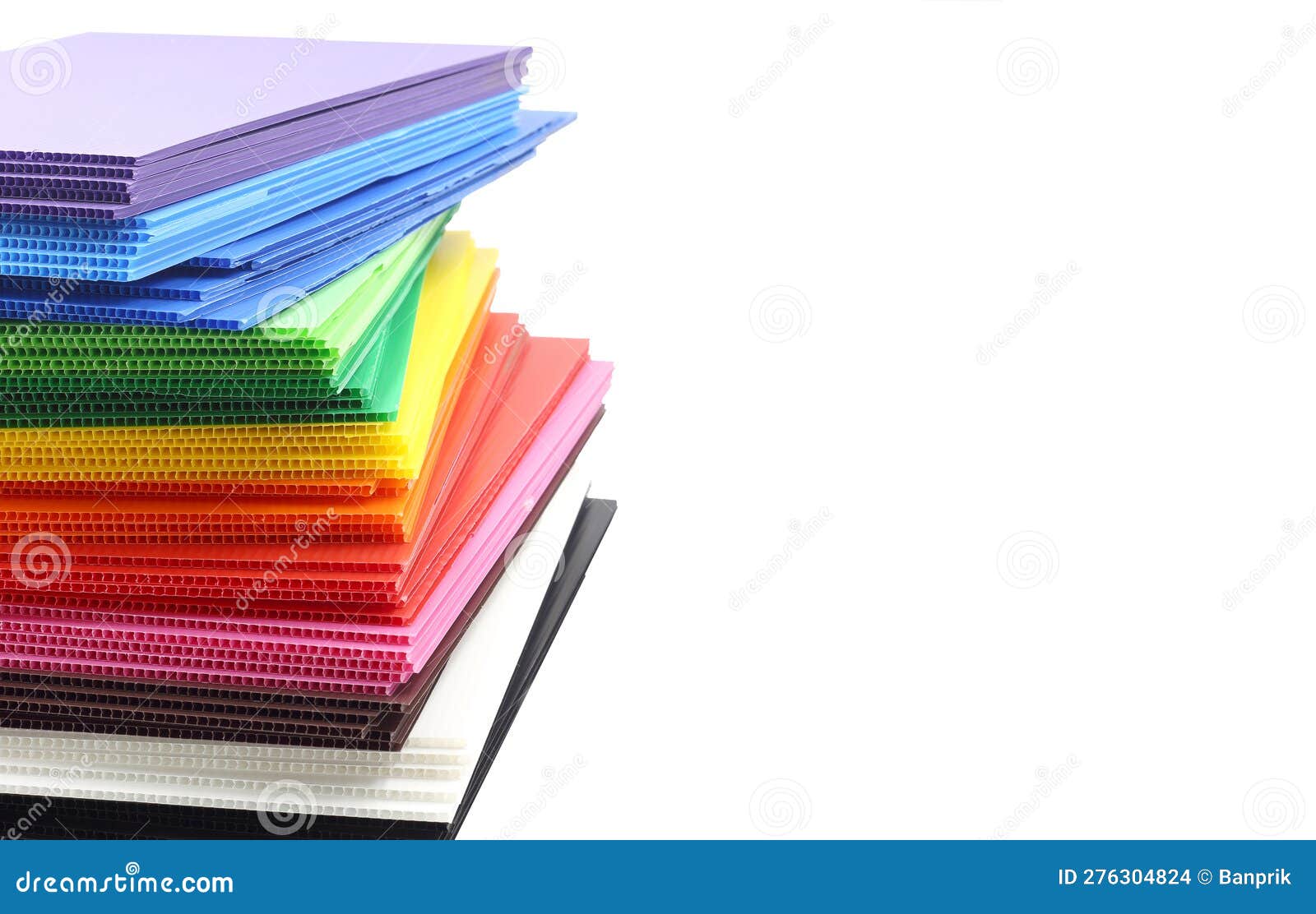 Stack of Colorful Corrugated Plastic Sheets Isolated on White ...