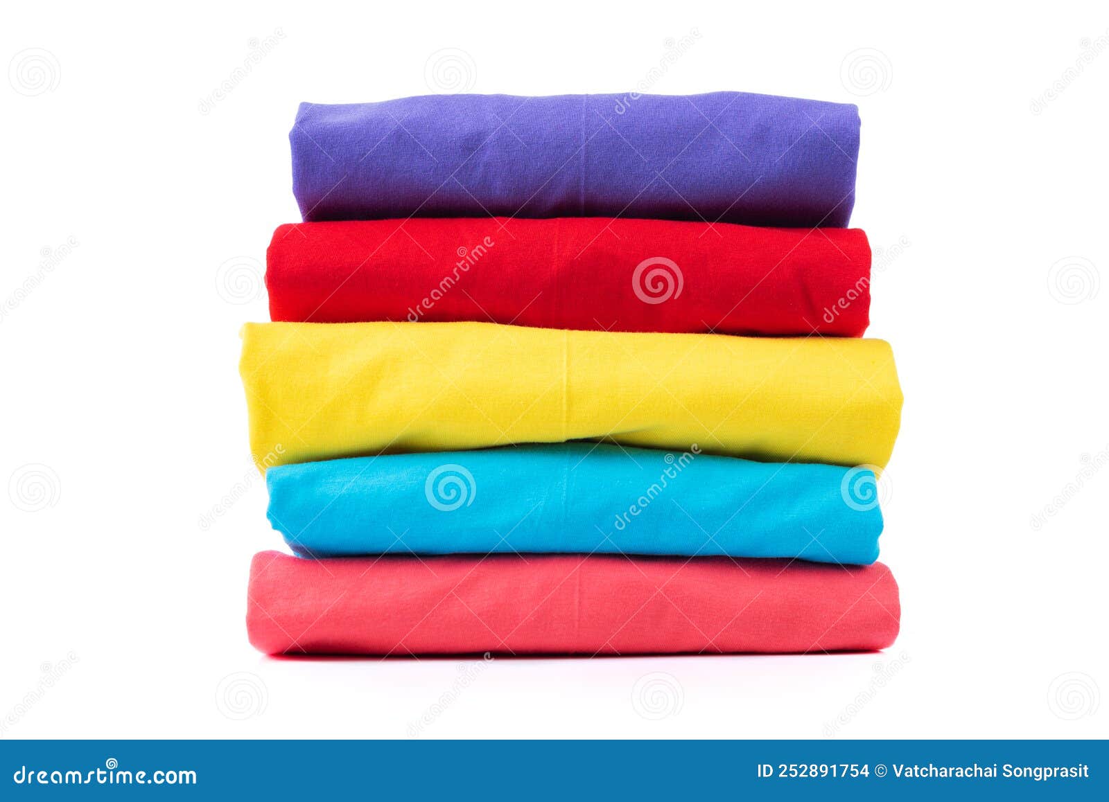 Stack of Colorful Cotton T Shirt Isolated on White Background Stock ...