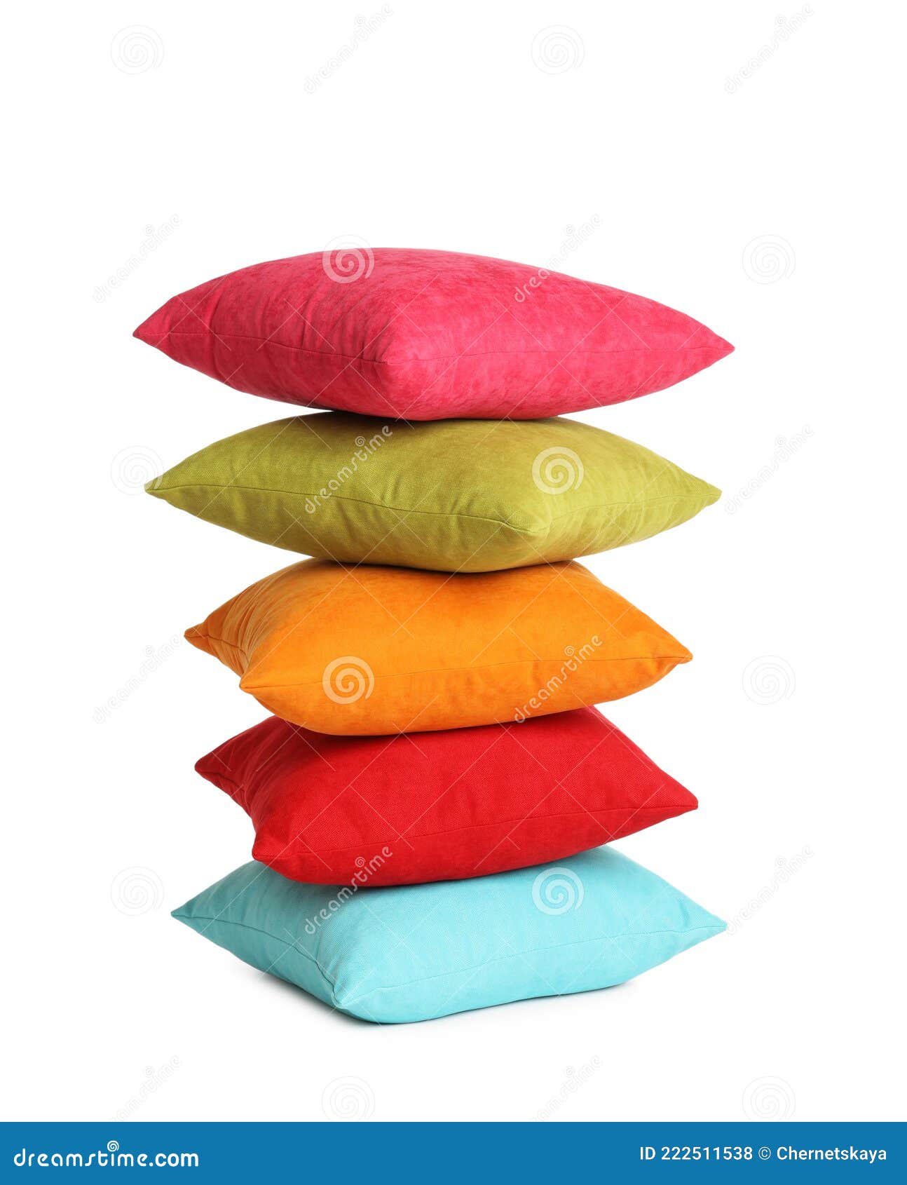 Stack of Colorful Decorative Pillows on White Background Stock Photo ...