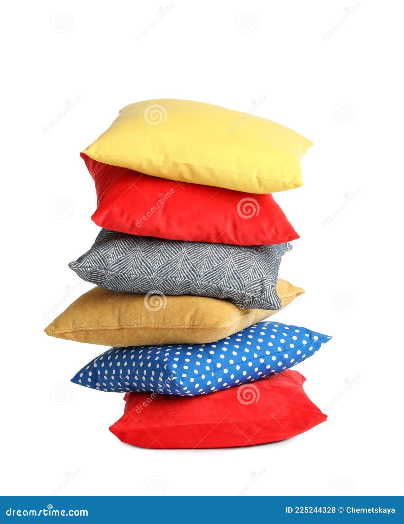 Stack of Colorful Decorative Pillows on White Background Stock Photo ...