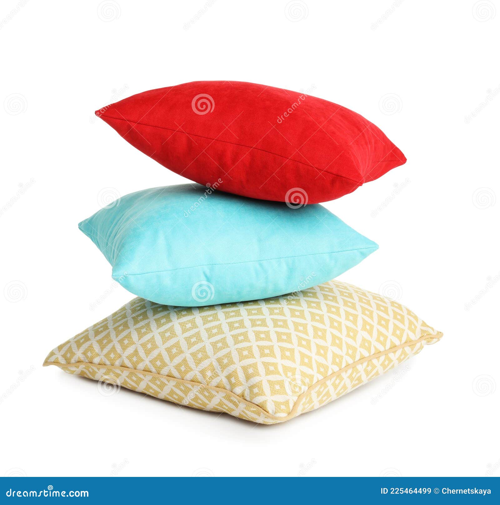 Stack of Colorful Decorative Pillows on White Background Stock Image ...