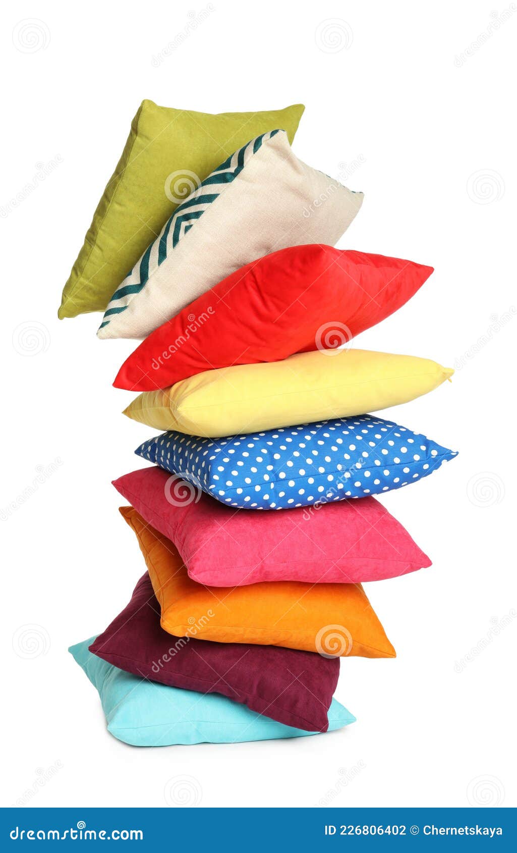 Stack of Colorful Decorative Pillows on White Stock Photo - Image of ...