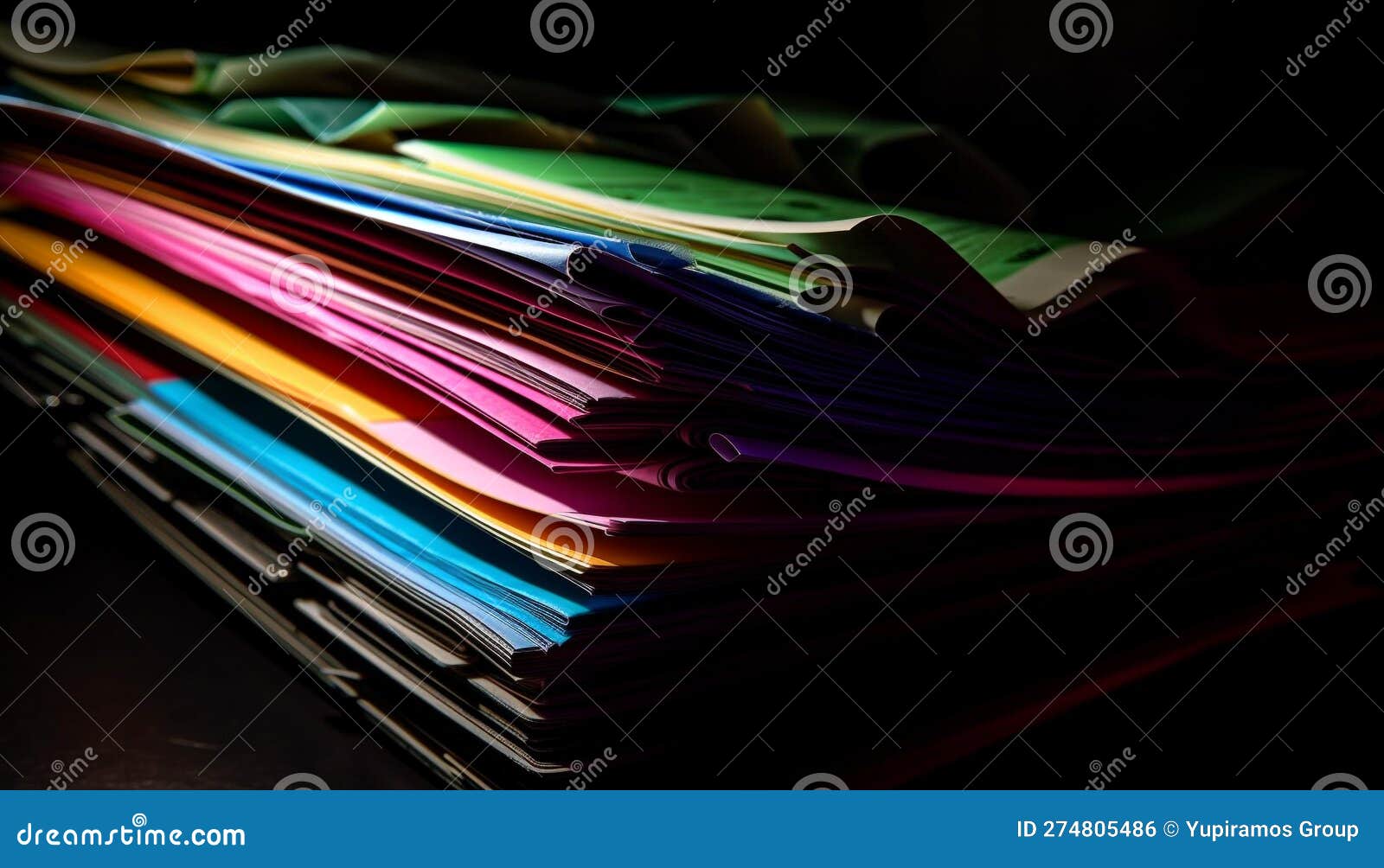 Stack of Colorful Documents on Messy Desk Generated by AI Stock Photo ...