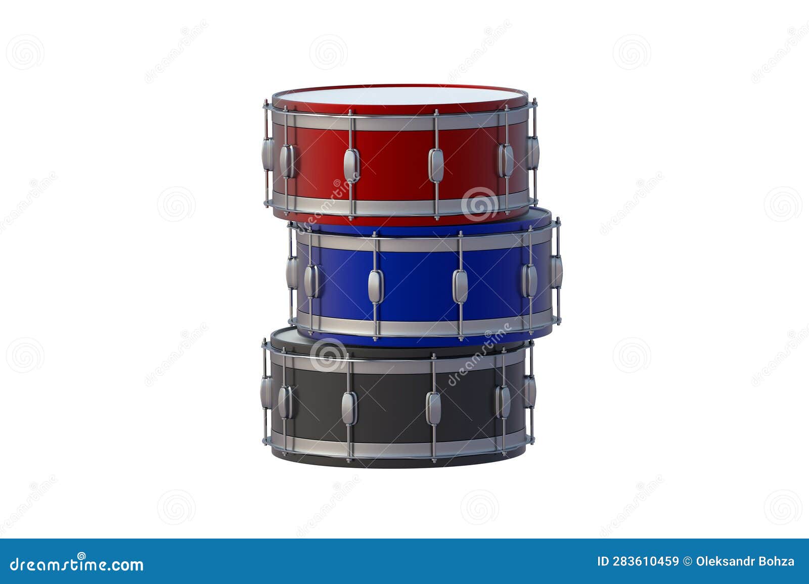 Stack of Colorful Drums Isolated on White Background Stock Illustration ...