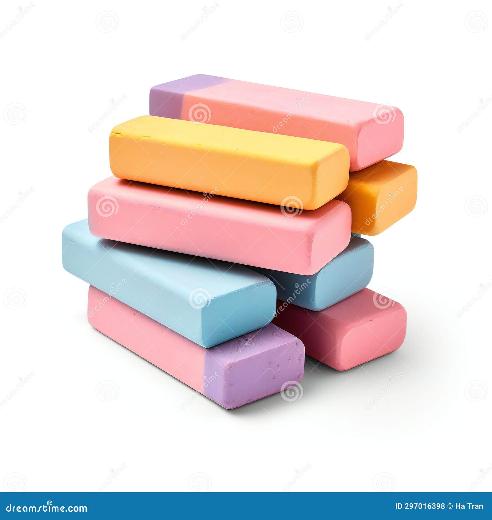 Stack of Colorful Erasers Isolated on White Background Stock ...