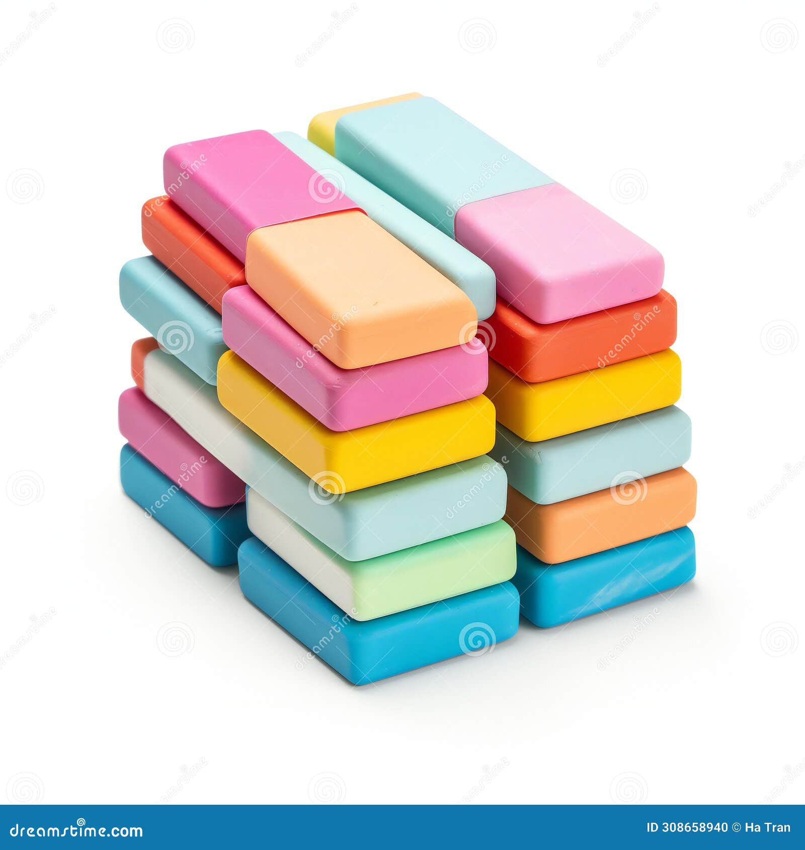Stack of Colorful Erasers Isolated on White Background Stock ...
