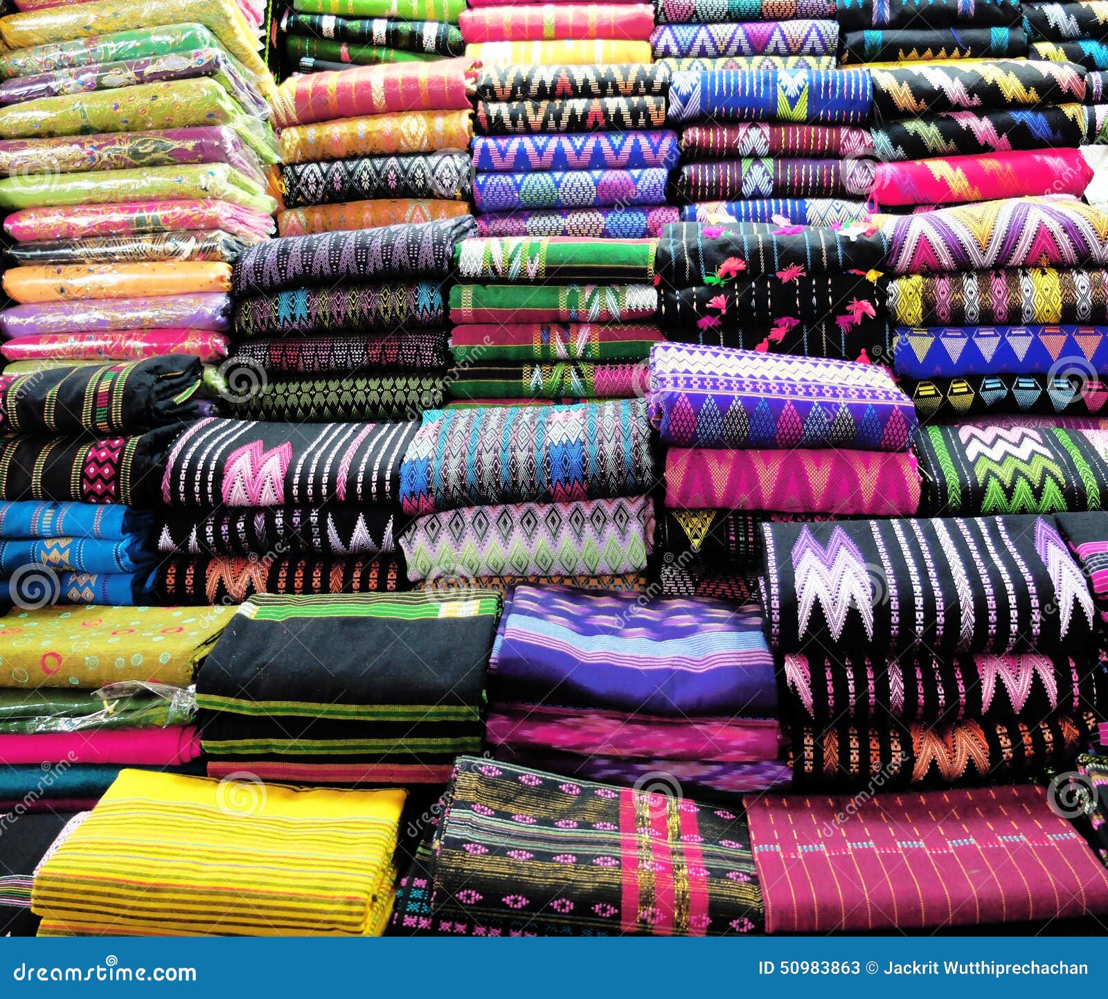 Stack of Colorful Fabric stock image. Image of fabrics - 50983863