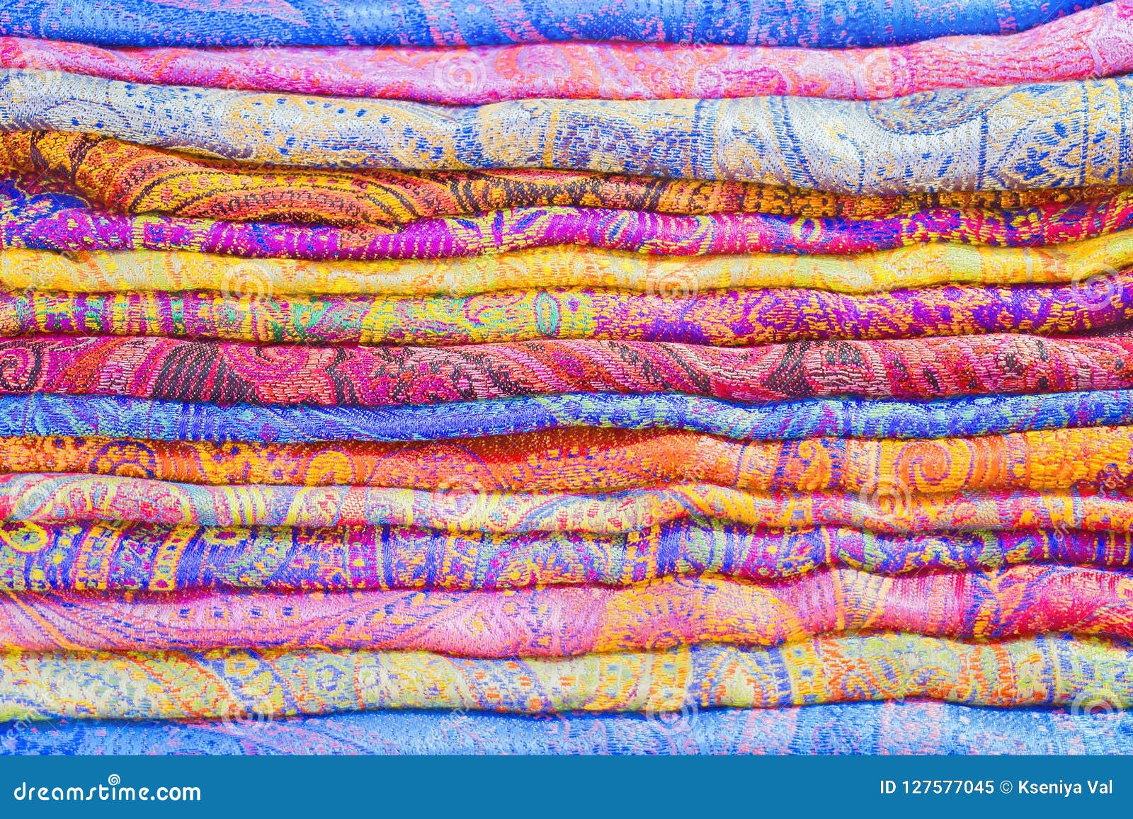 Stack of Colorful Fabrics on the Market Stock Image - Image of arabic ...