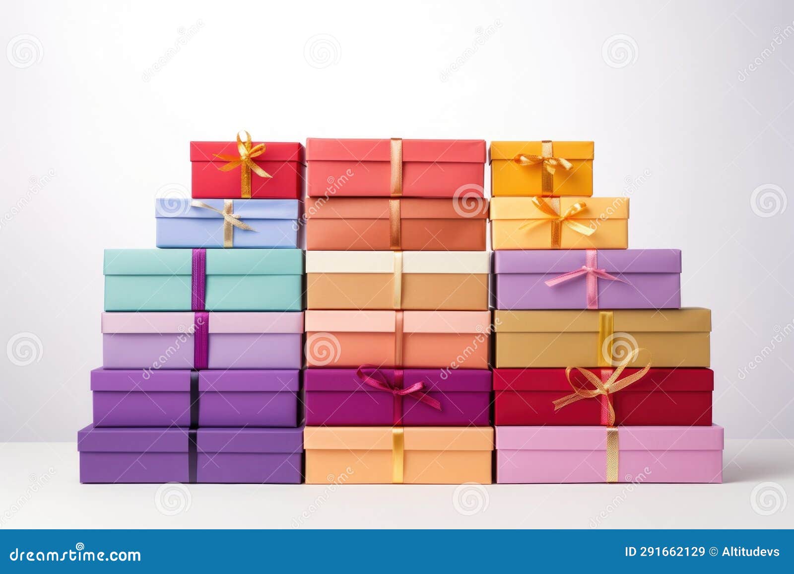 A Stack of Colorful Gift Boxes in a Row Stock Image - Image of ...
