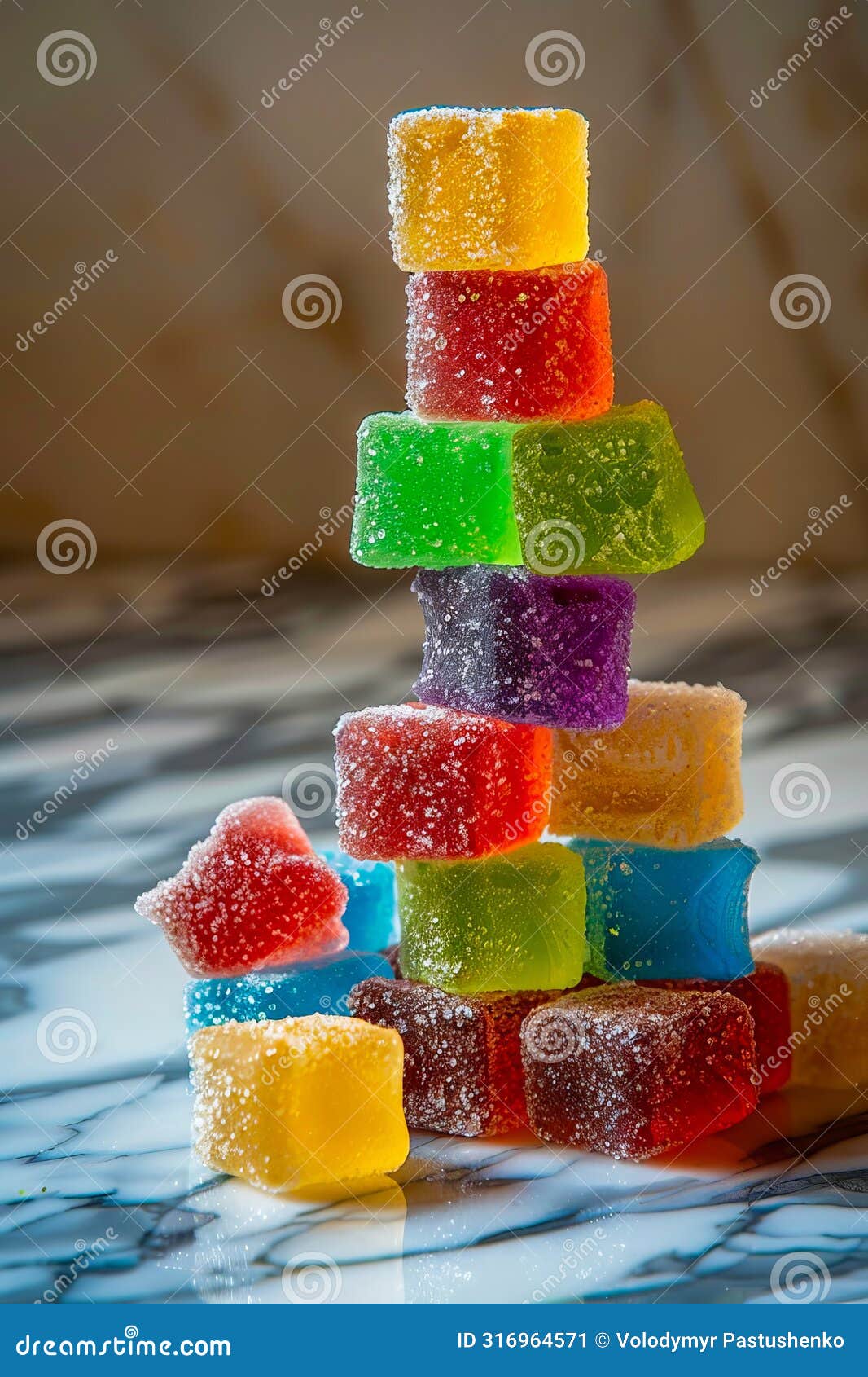 A Stack of Colorful Gummy Candies on a Marble Table Stock Image - Image ...