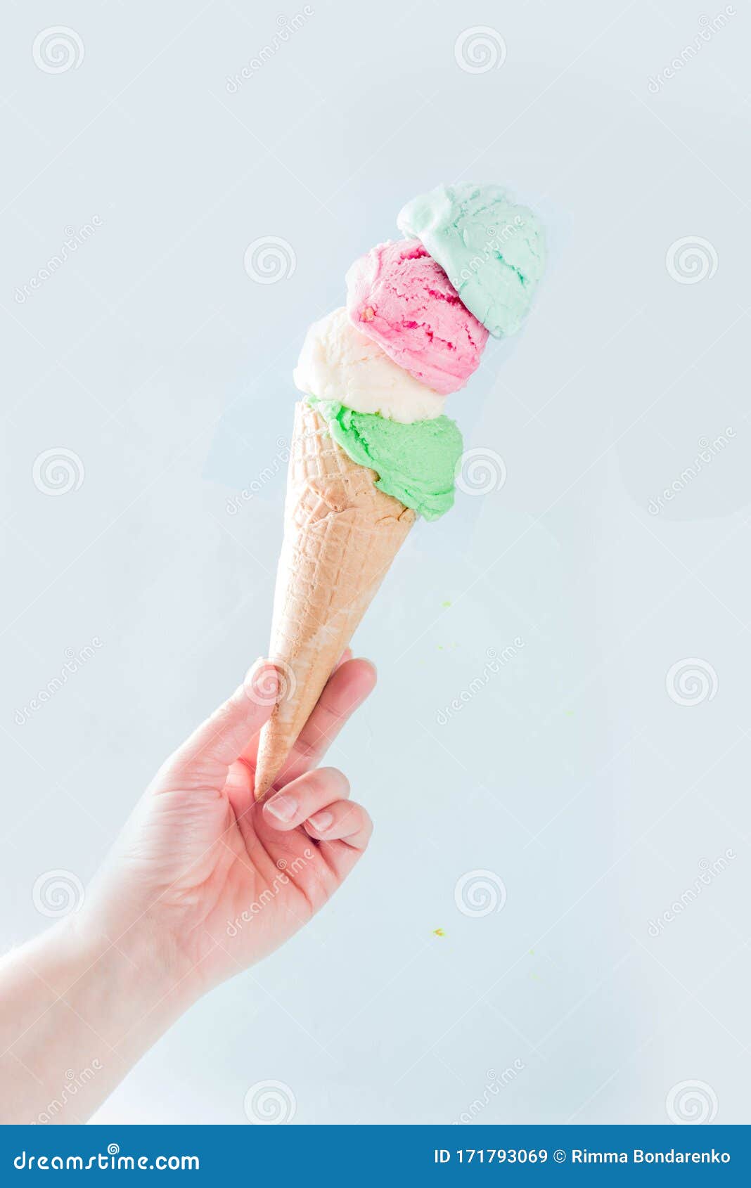 Stack of Colorful Ice Cream Scoops Stock Image - Image of hand, gelato ...