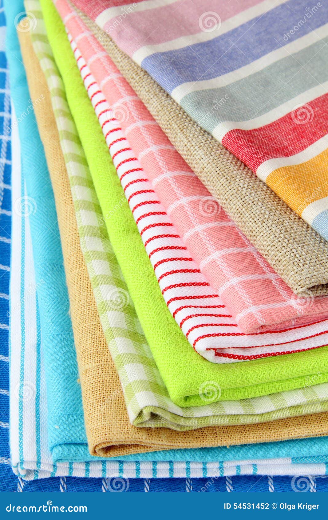 Stack of Colorful Kitchen Napkins Stock Photo - Image of isolated, heap ...
